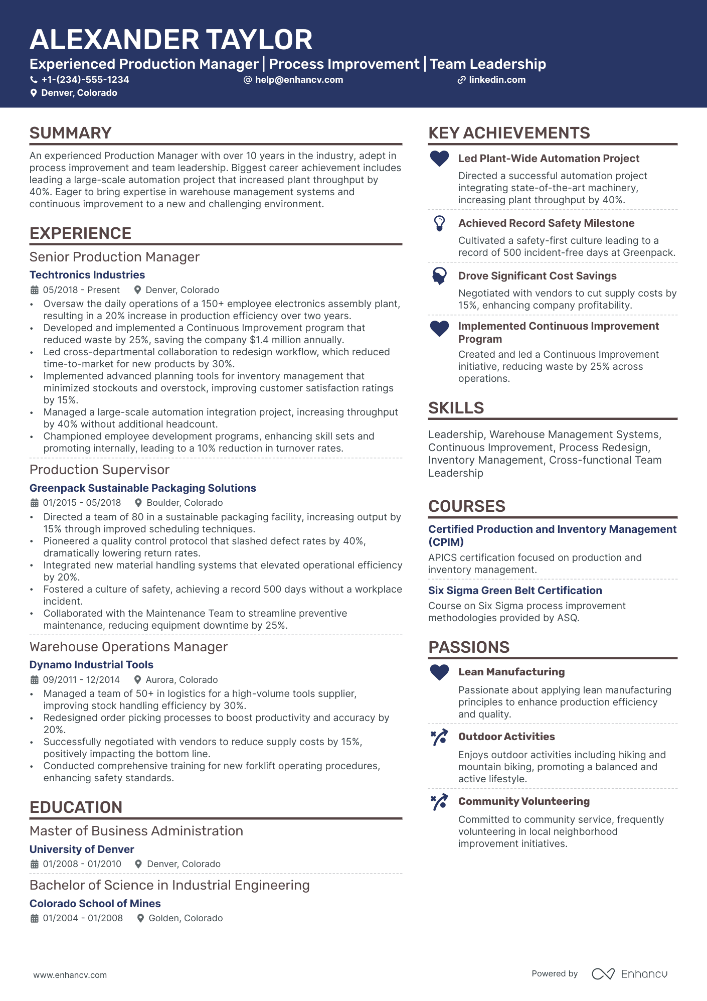 10 Production Manager Resume Examples & Guide for 2026