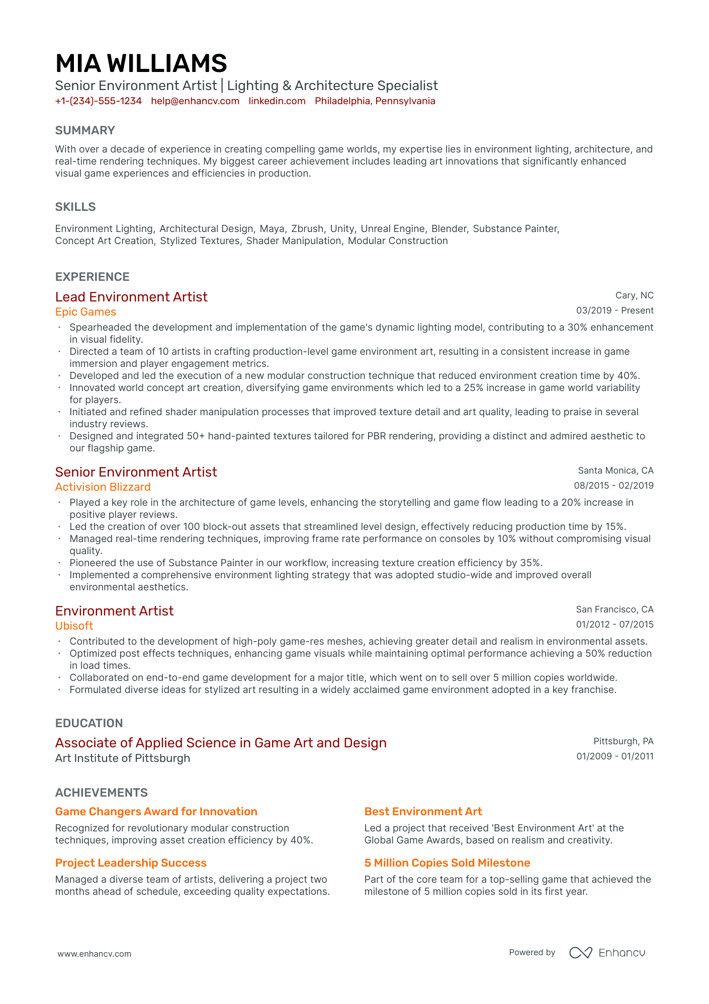 5 3D Artist Resume Examples & Guide for 2025