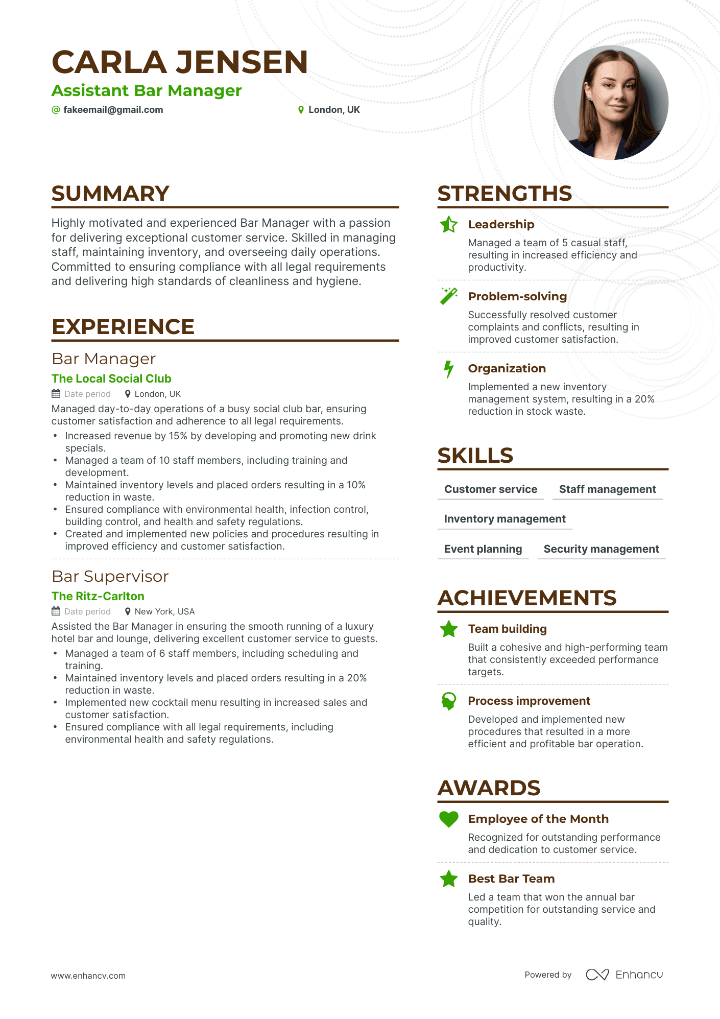 5 Bar Manager Resume Examples & Guide for 2023