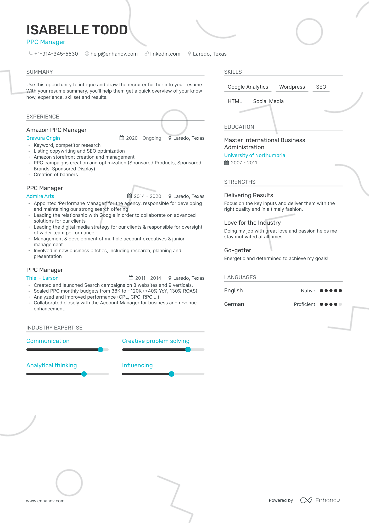PPC Manager Resume Examples & Guide for 2023 (Layout, Skills, Keywords ...