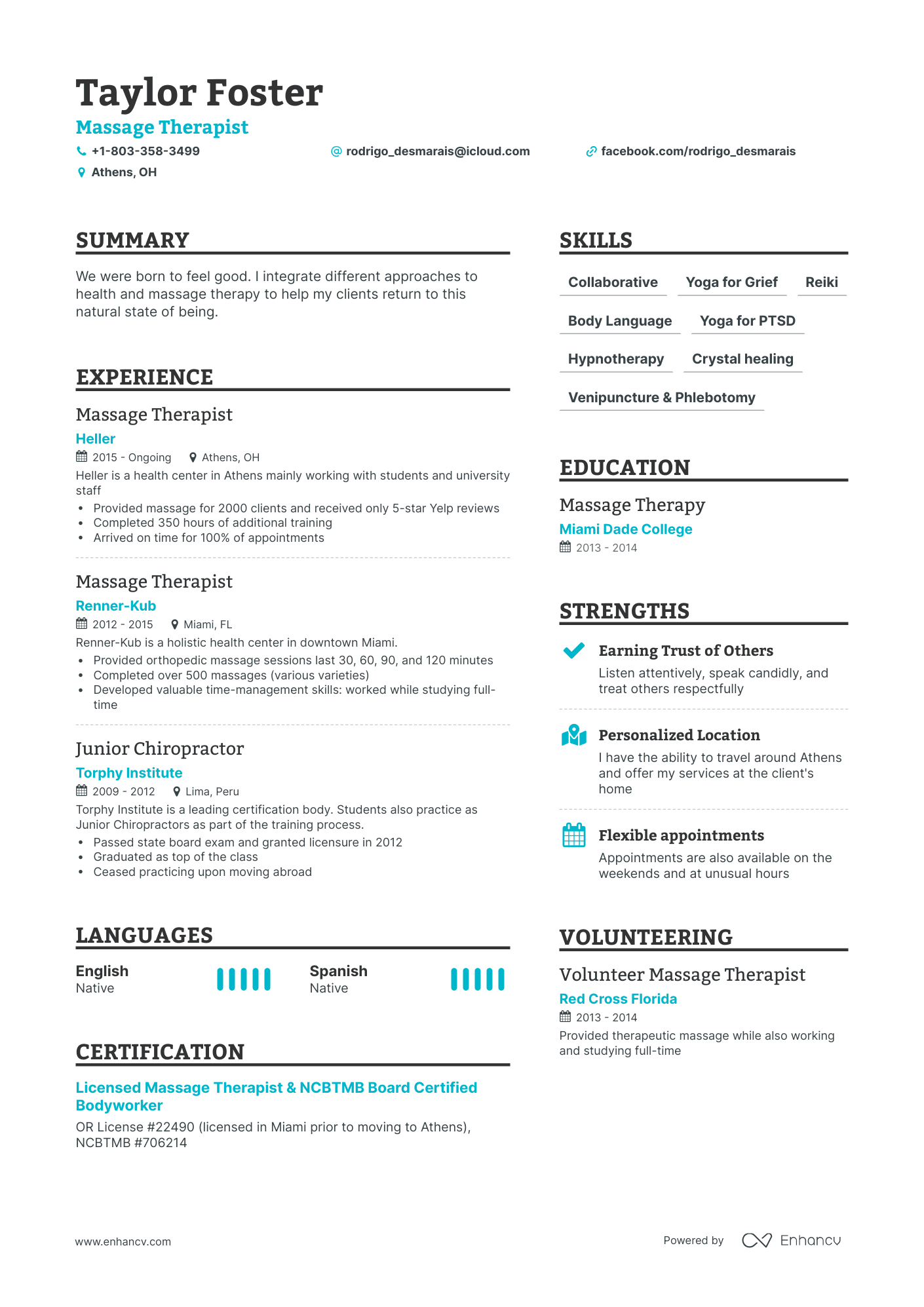 5 Massage Therapist Resume Examples & Guide for 2024