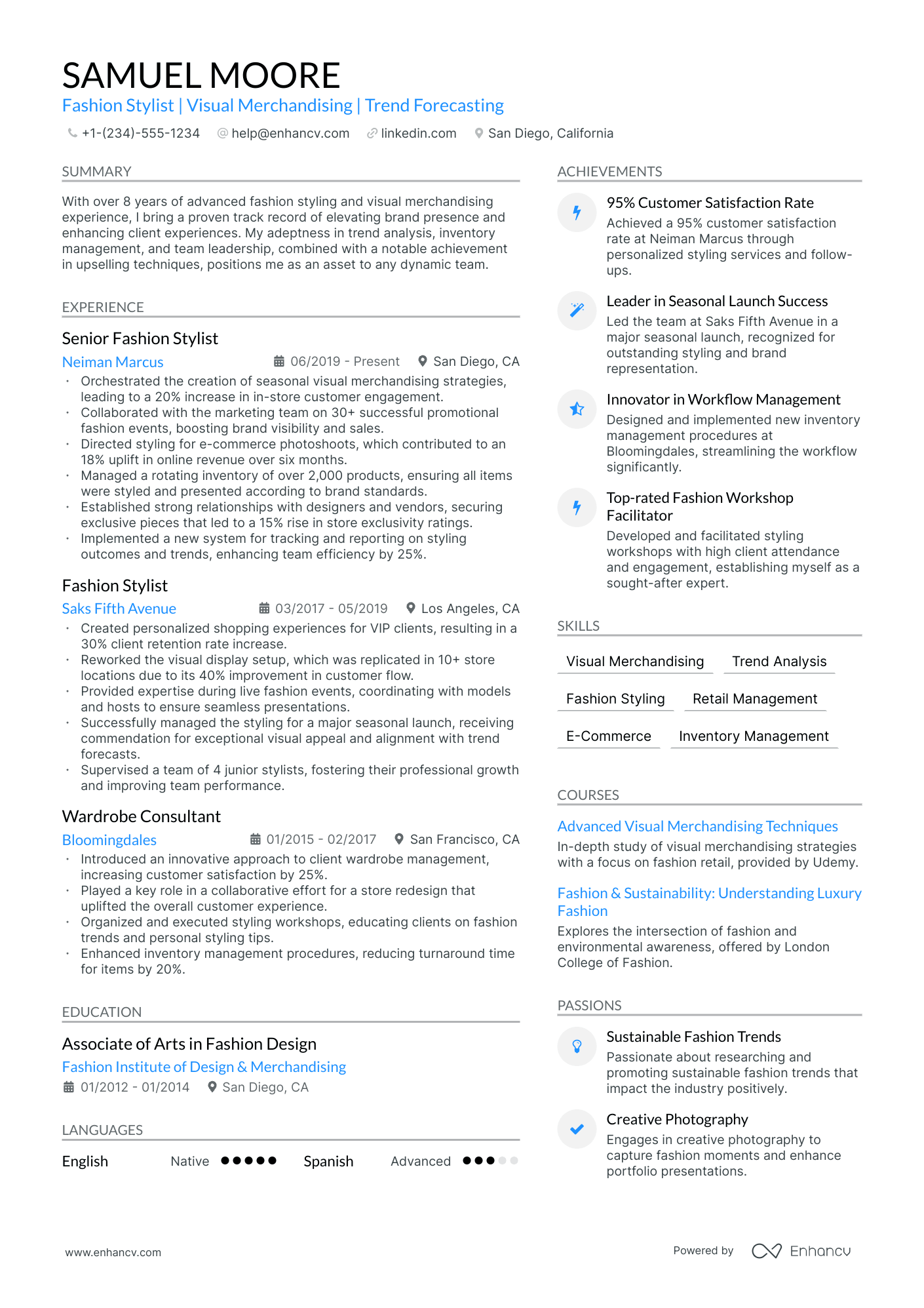 5 Fashion Stylist Resume Examples & Guide for 2025