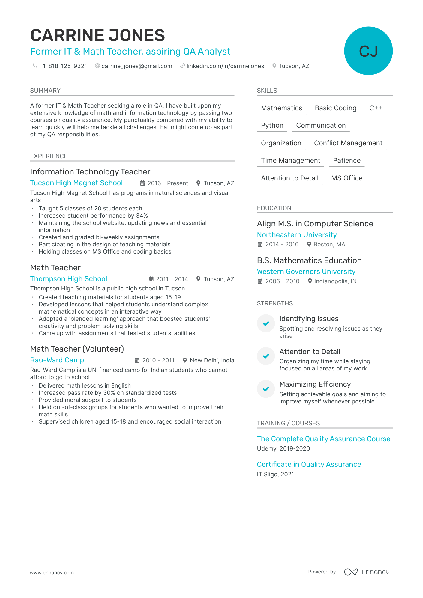 5 Teacher Career Change Resume Examples & Guide for 2024