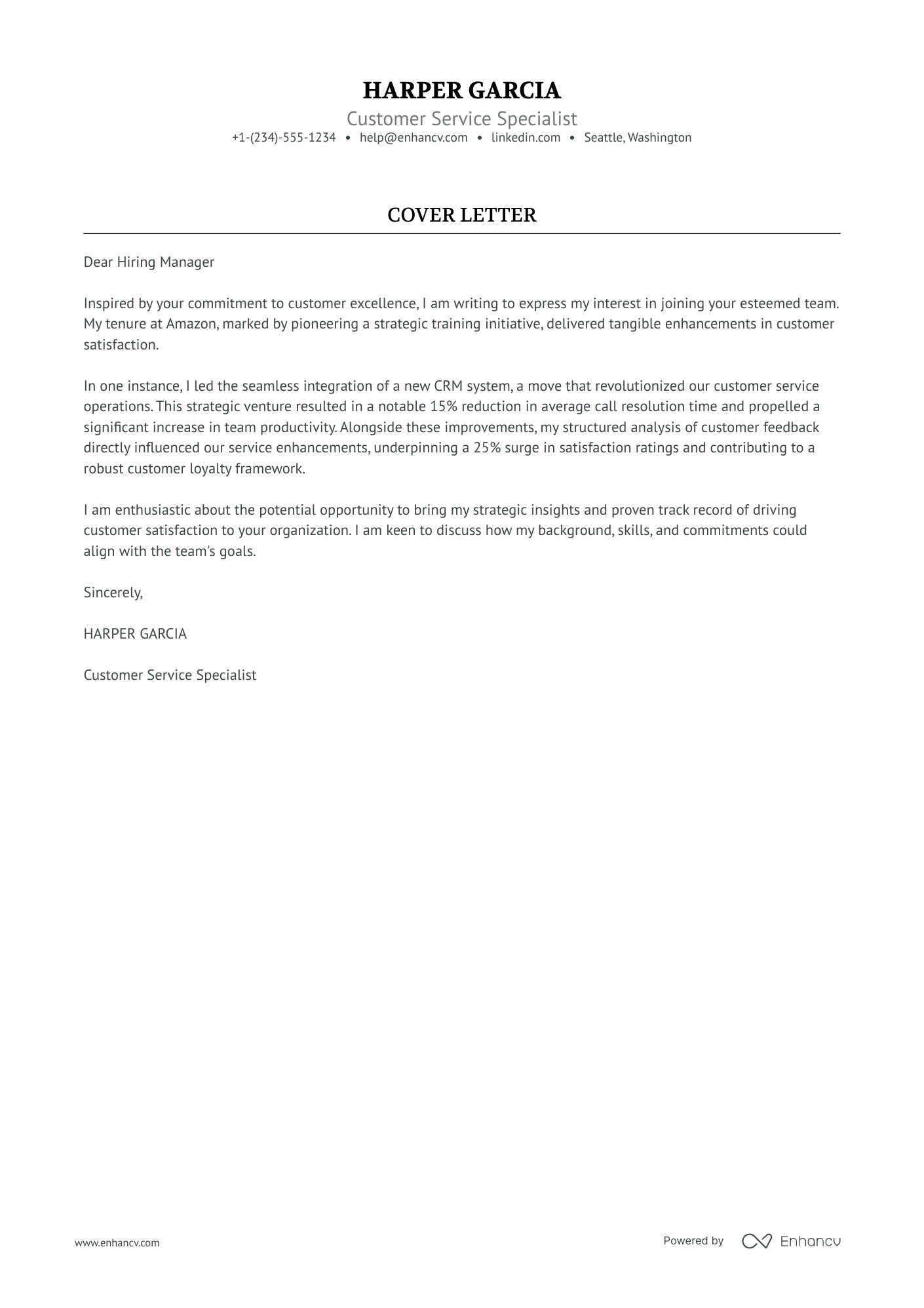 25 Professional Customer Service Cover Letter Examples and Template for ...