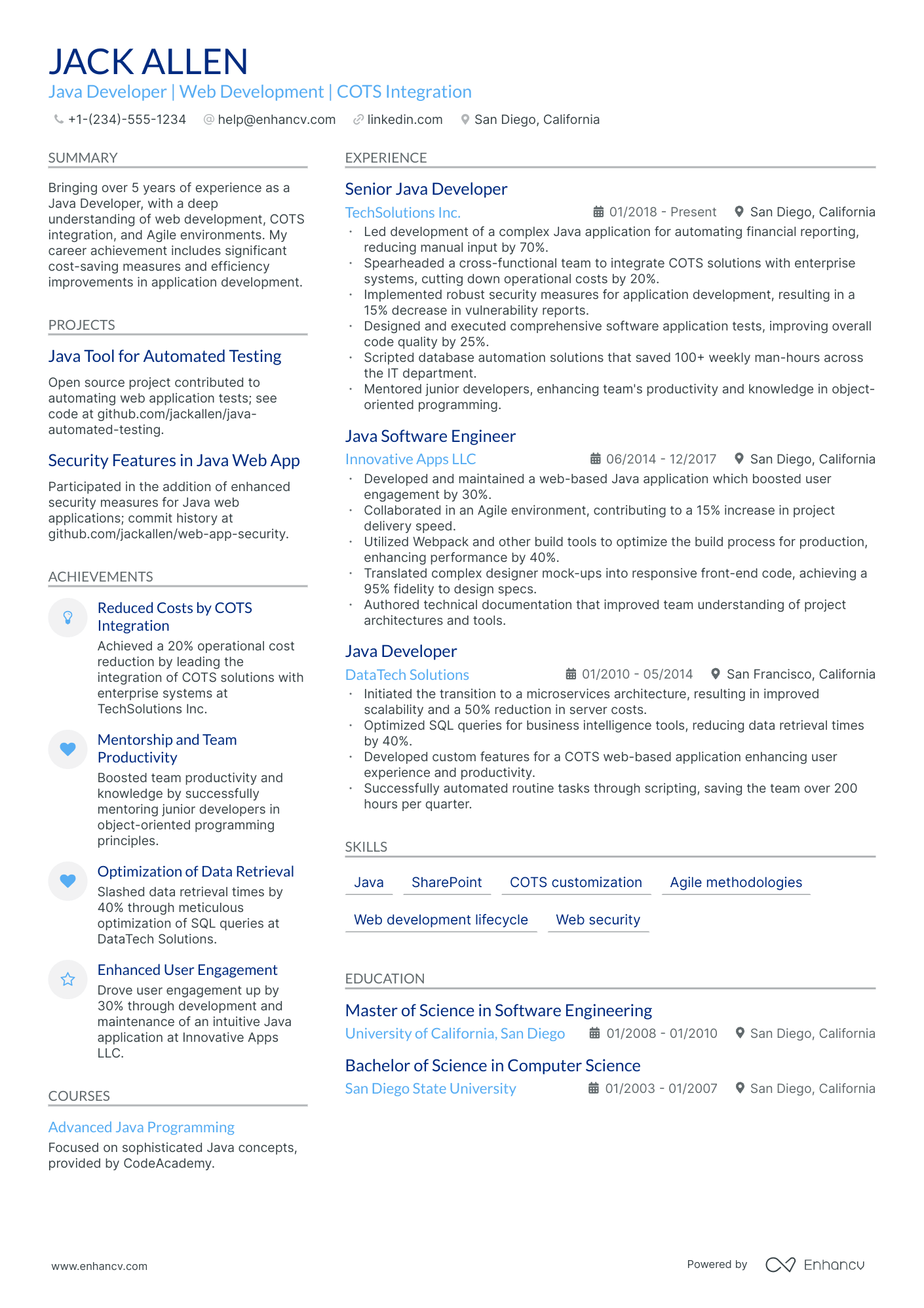 5 Java Web Developer Resume Examples & Guide for 2024