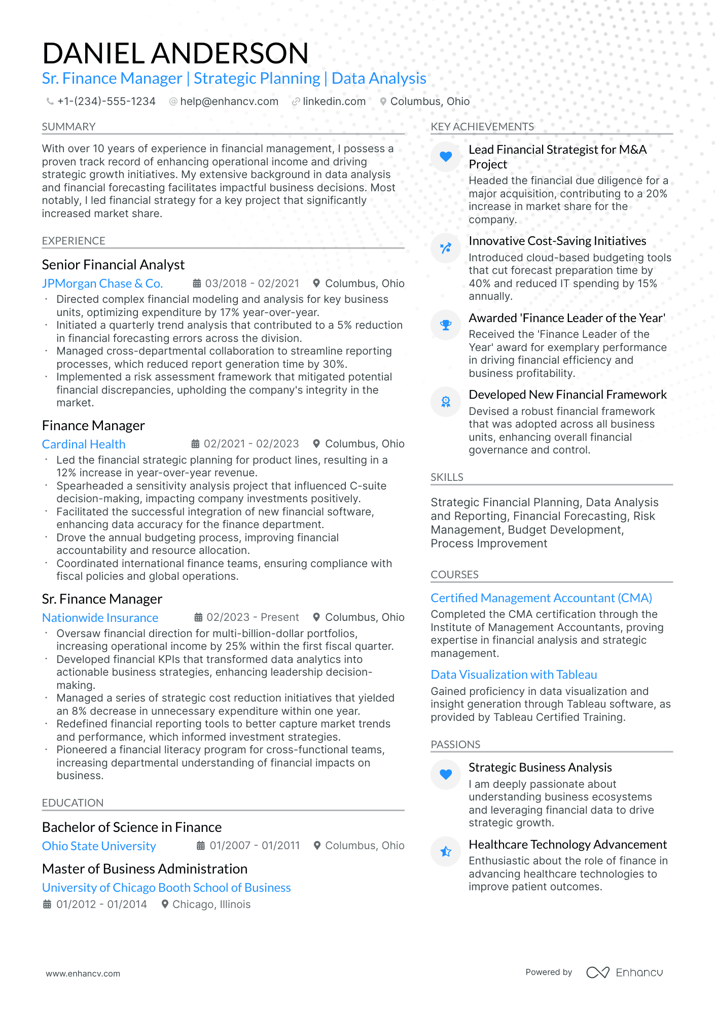 10 Senior Finance Manager Resume Examples & Guide for 2025