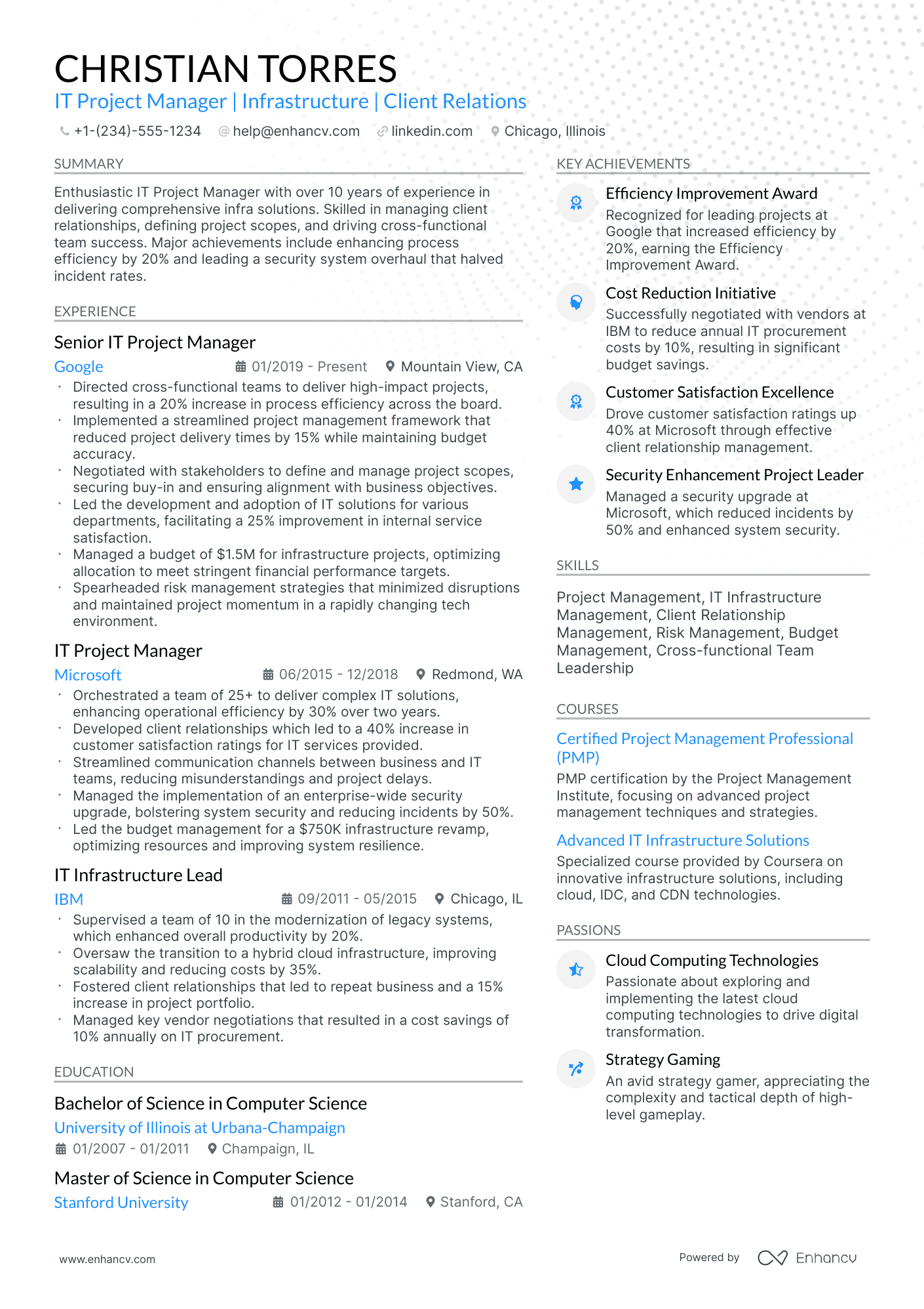 10 Infrastructure Project Manager Resume Examples & Guide for 2025