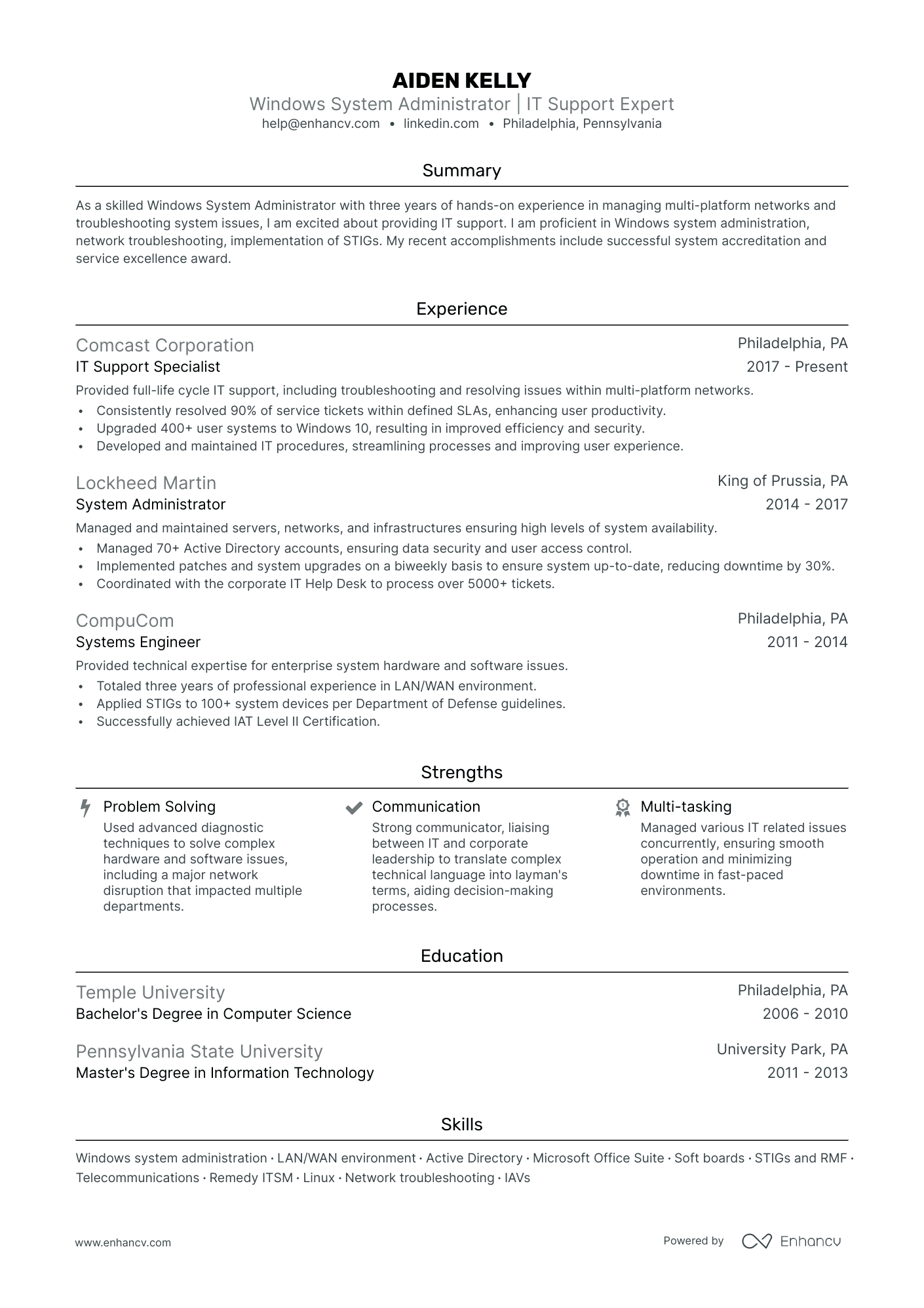 5 Windows System Administrator Resume Examples & Guide for 2024