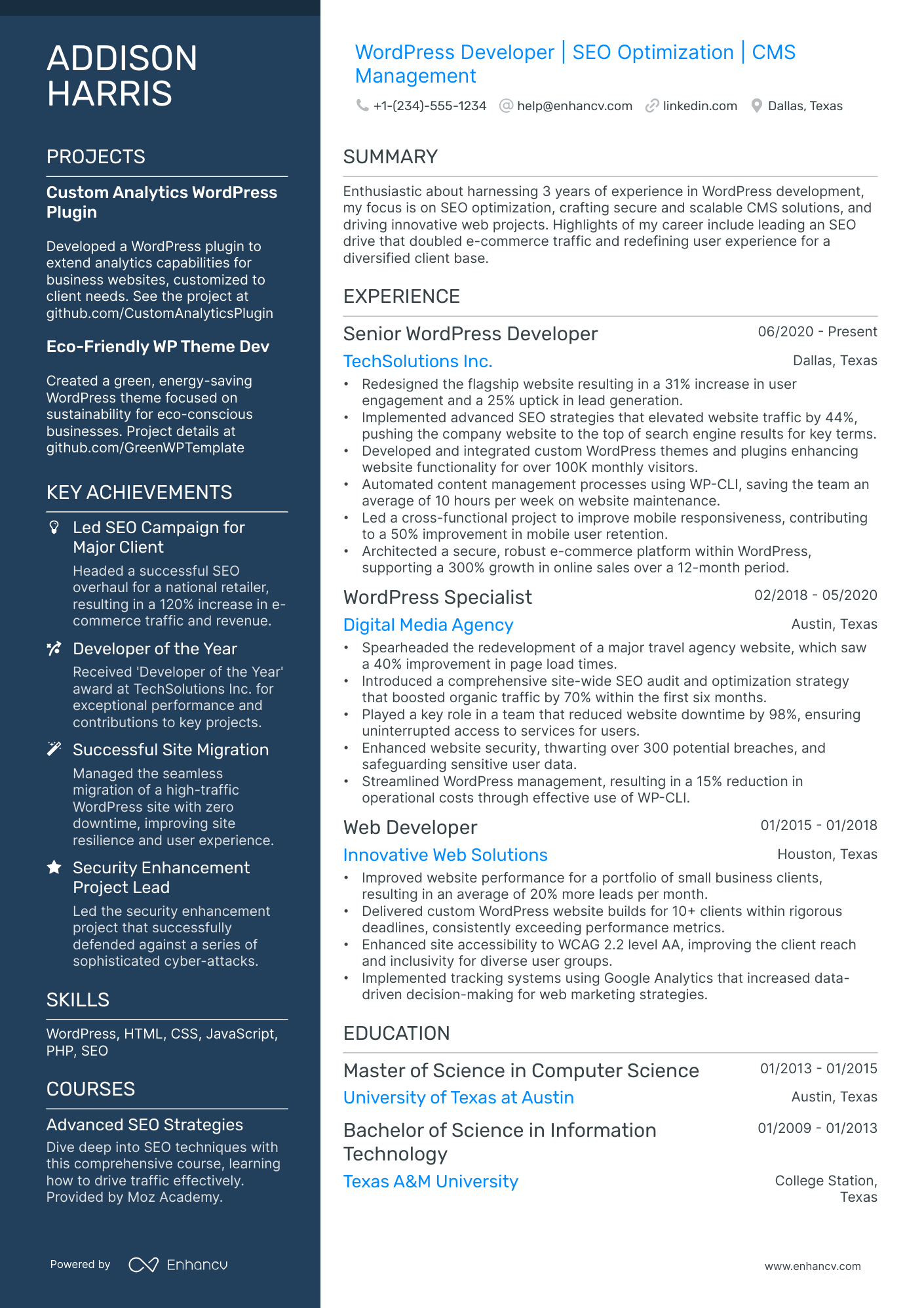 10 Wordpress Developer Resume Examples & Guide for 2025