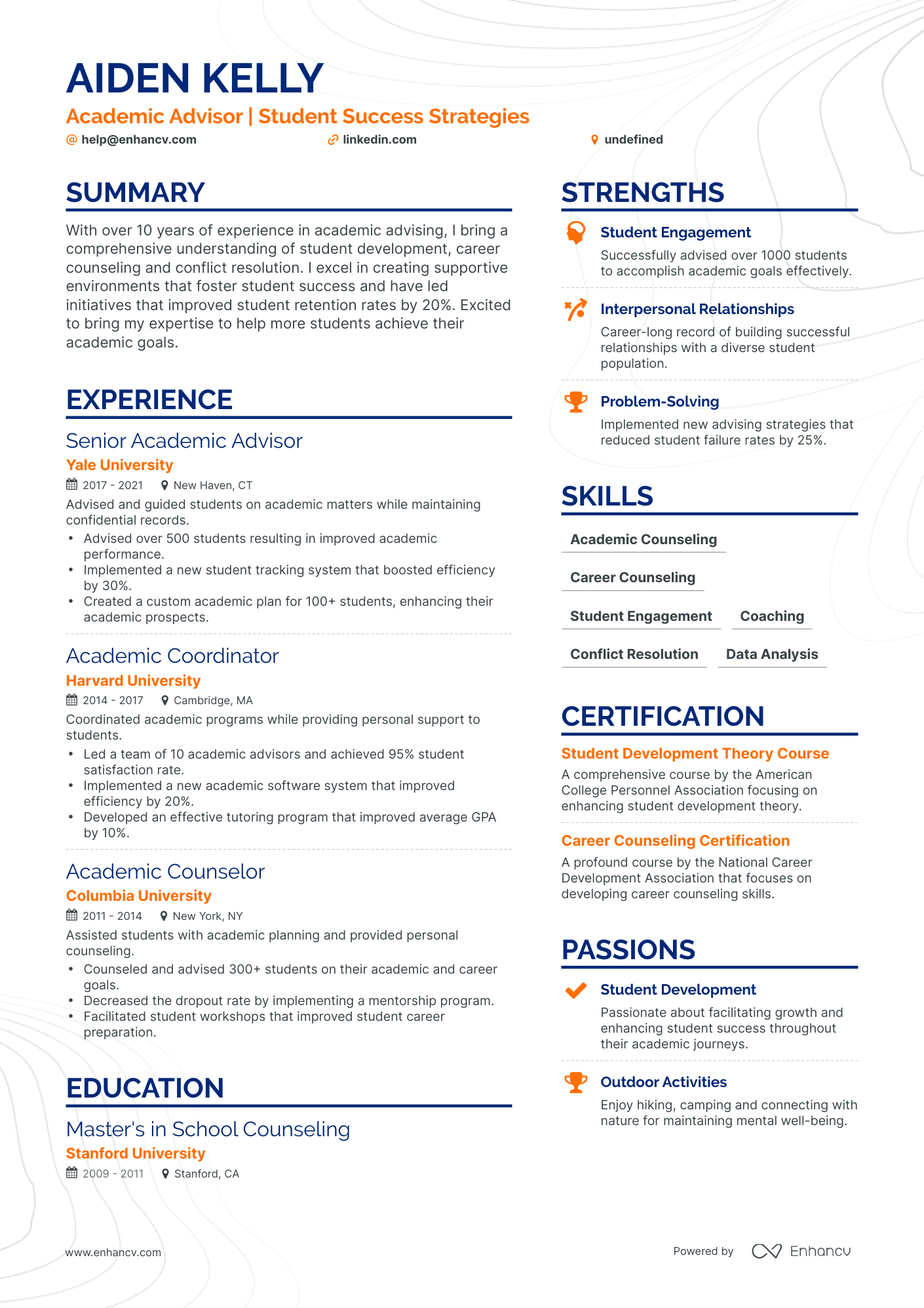 5 Academic Advisor Resume Examples & Guide for 2024