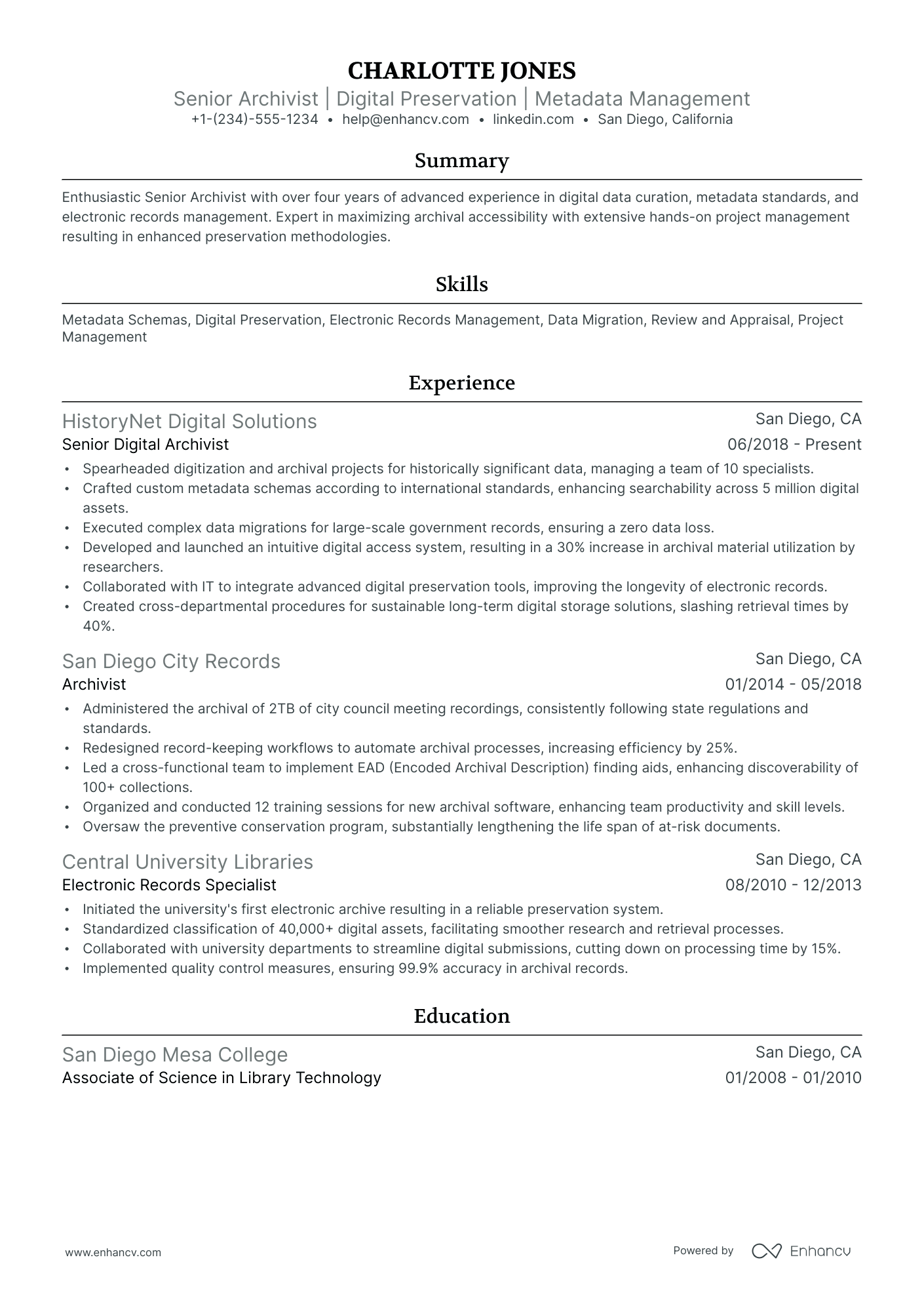 10 Archivist Resume Examples & Guide for 2025