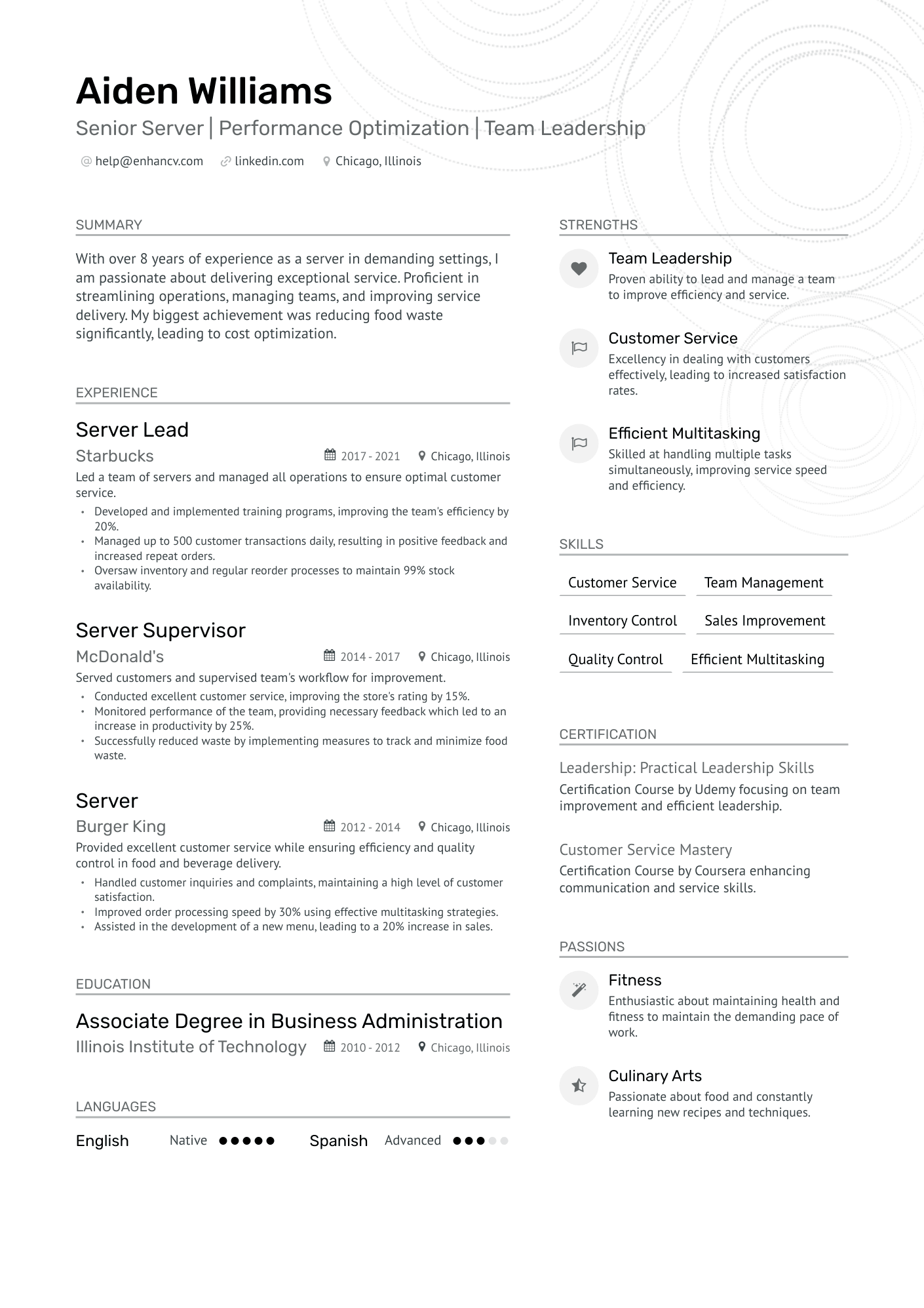 11 Server Resume Examples & Guide for 2024
