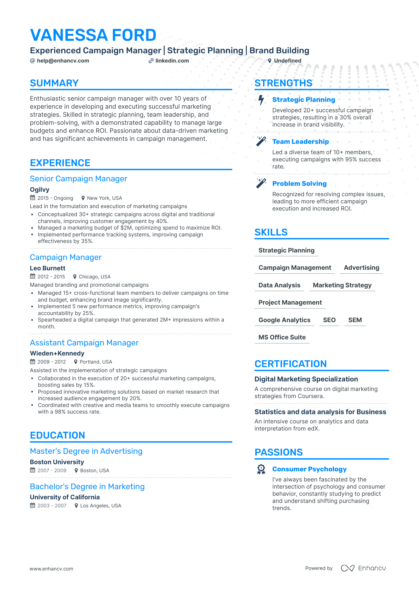 5 Campaign Manager Resume Examples & Guide for 2024