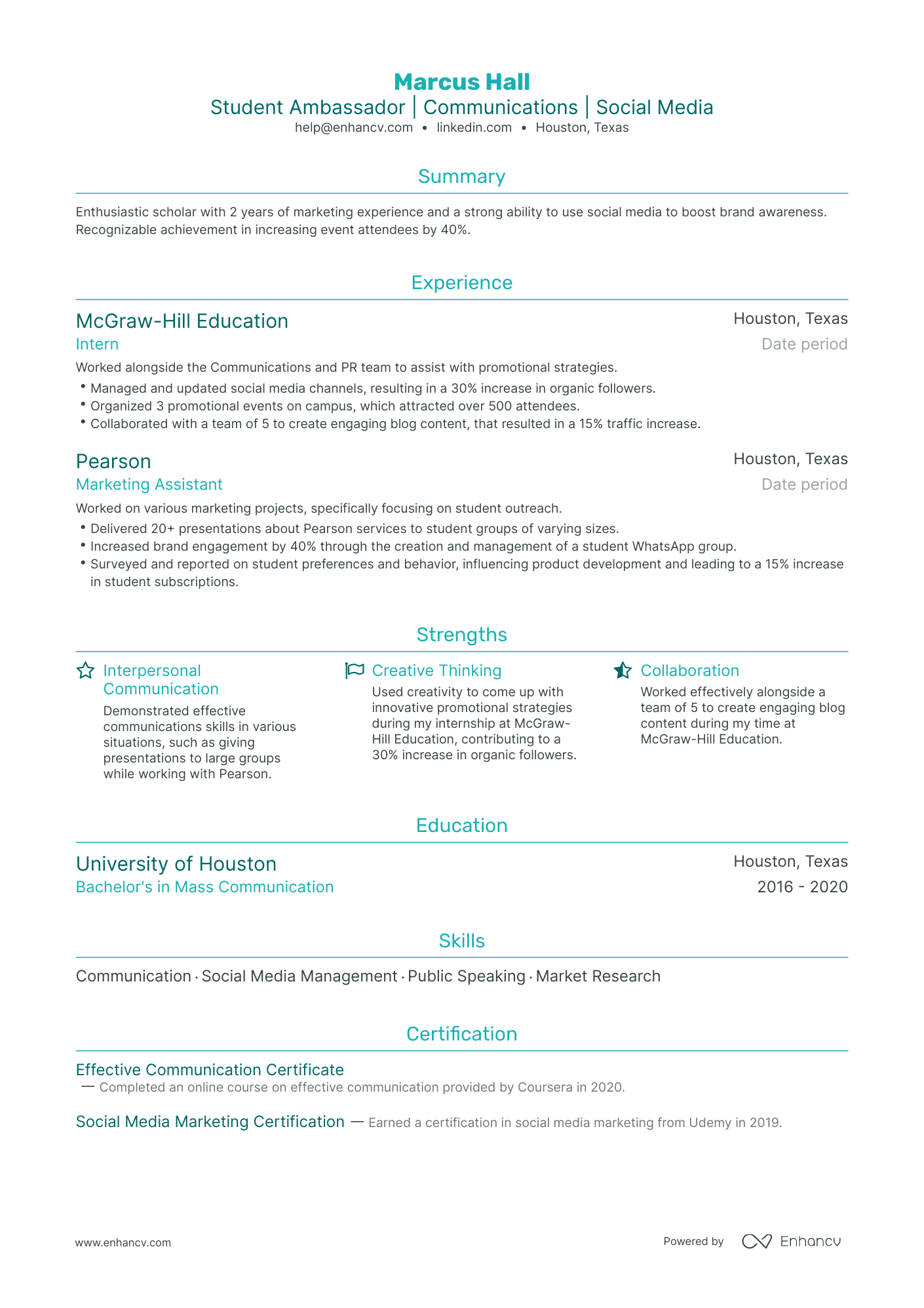 5 Student Ambassador Resume Examples & Guide for 2023
