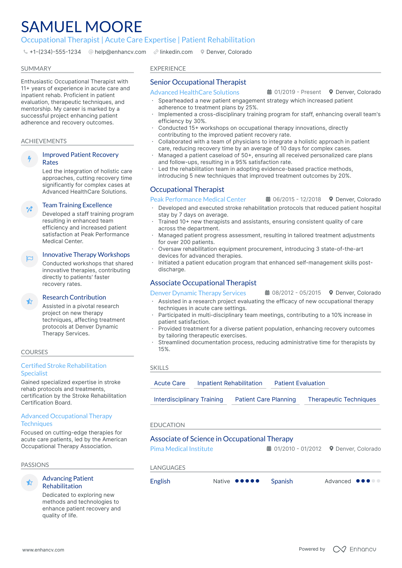 5 Occupational Therapist Resume Examples & Guide for 2025