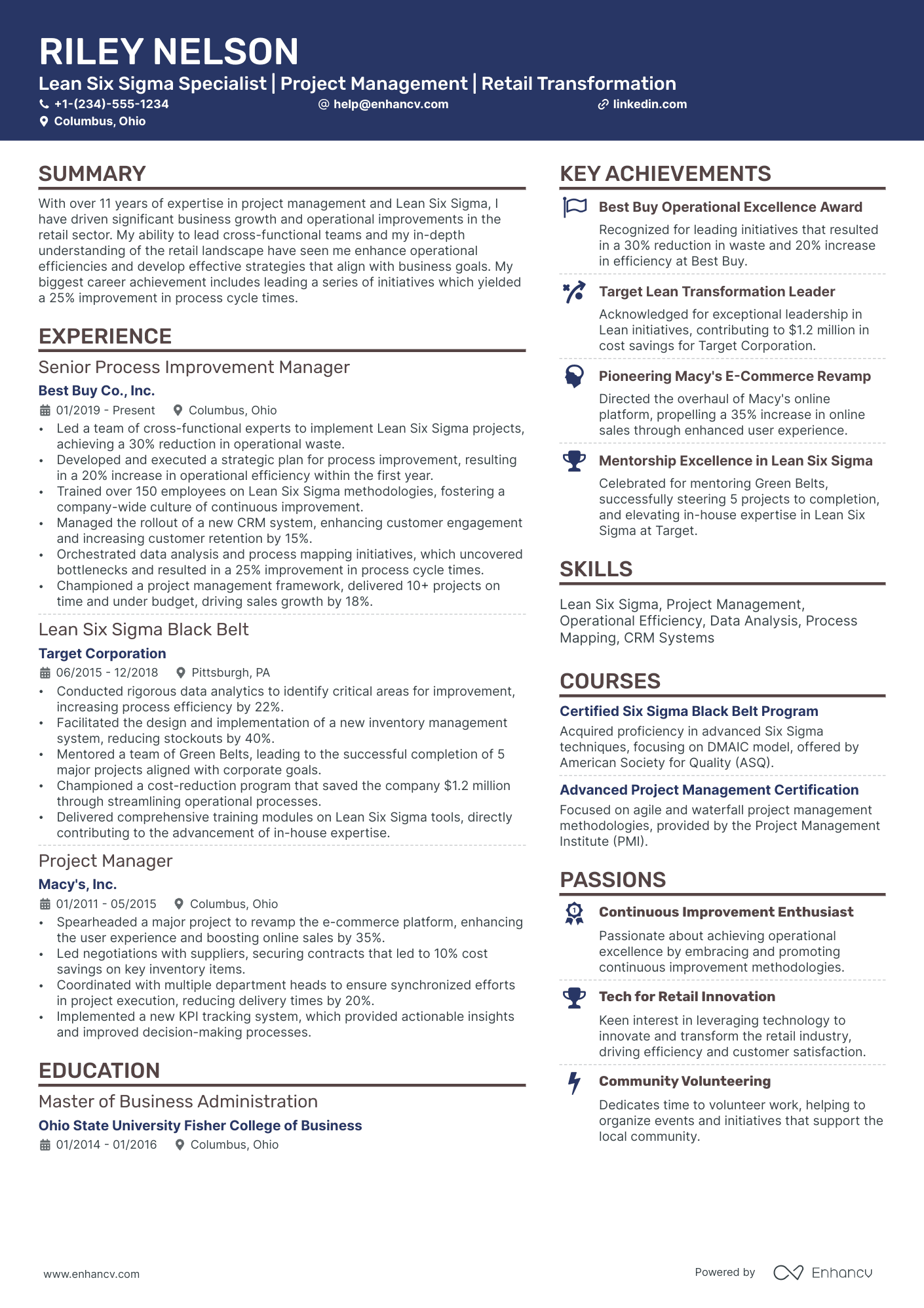 10 Six Sigma Resume Examples & Guide for 2025
