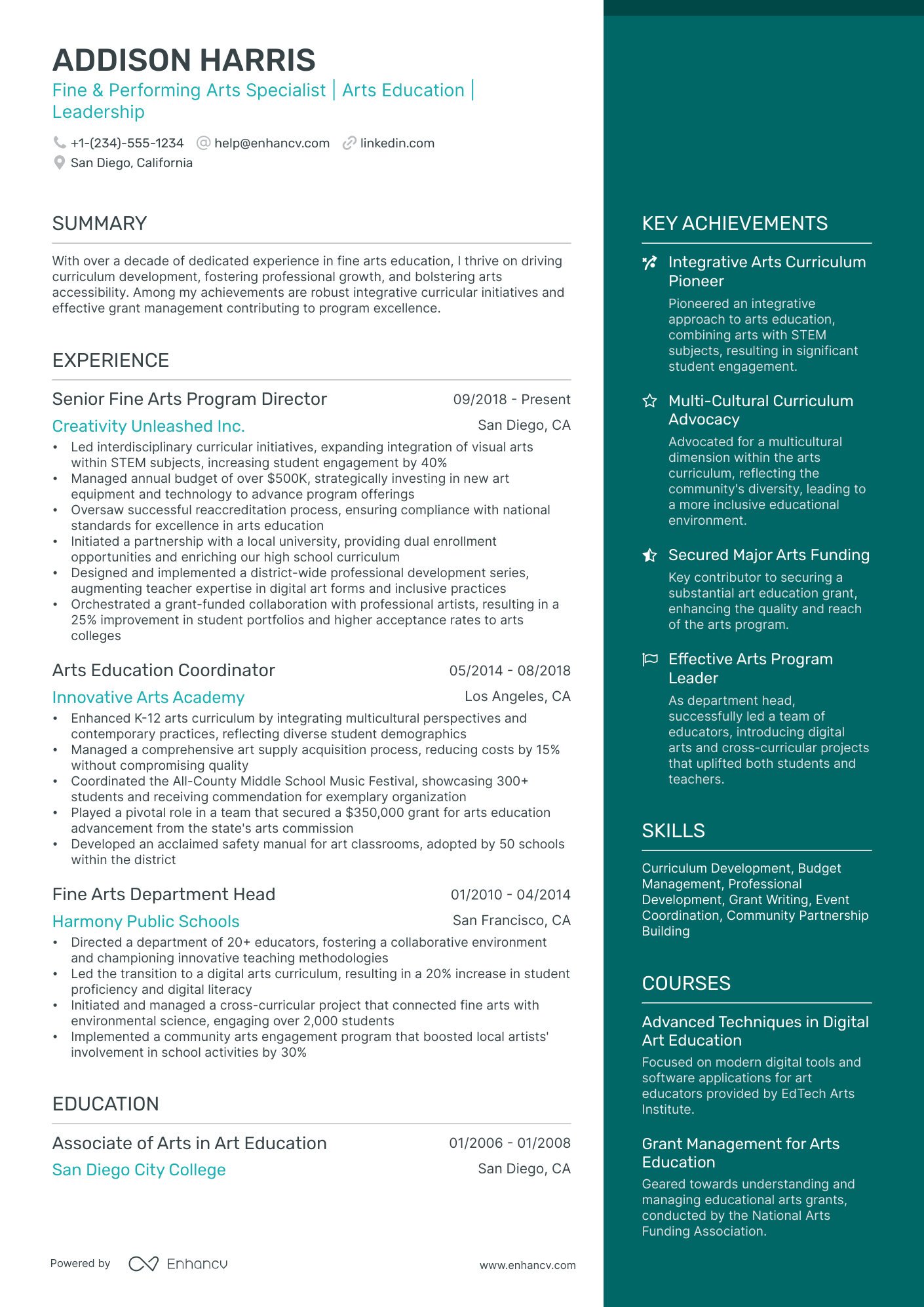 10 Performing Arts Resume Examples & Guide for 2026