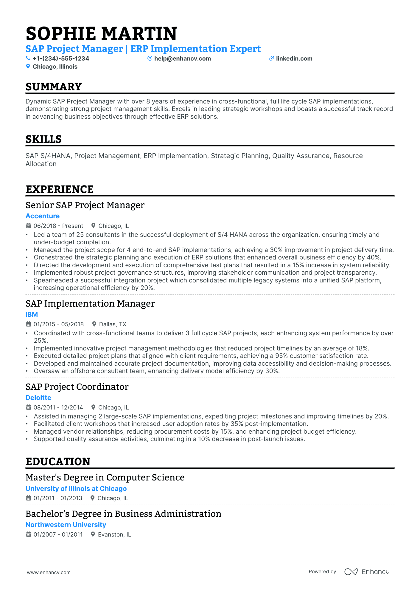 10 SAP Project Manager Resume Examples & Guide for 2025