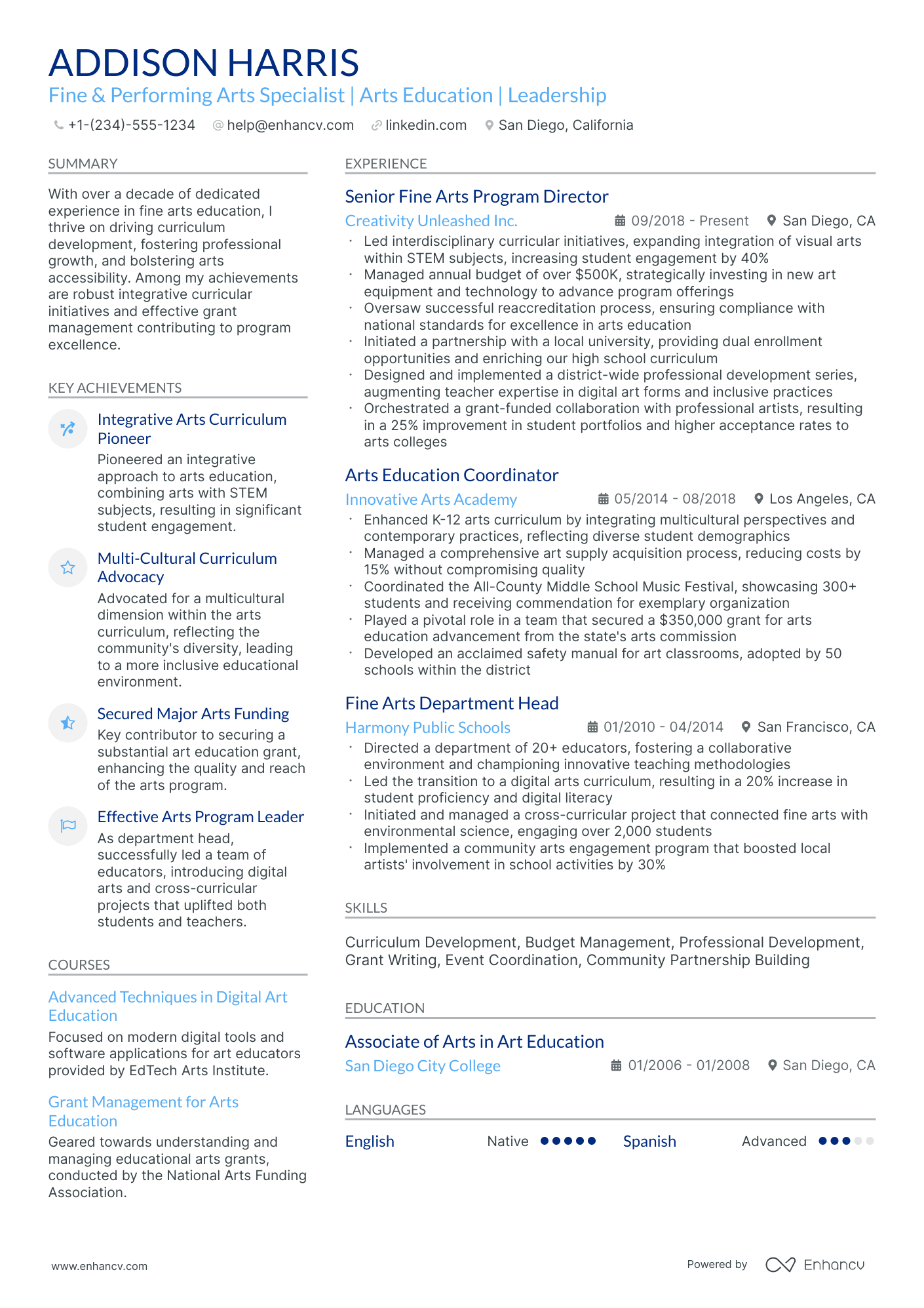 10 Performing Arts Resume Examples & Guide for 2026