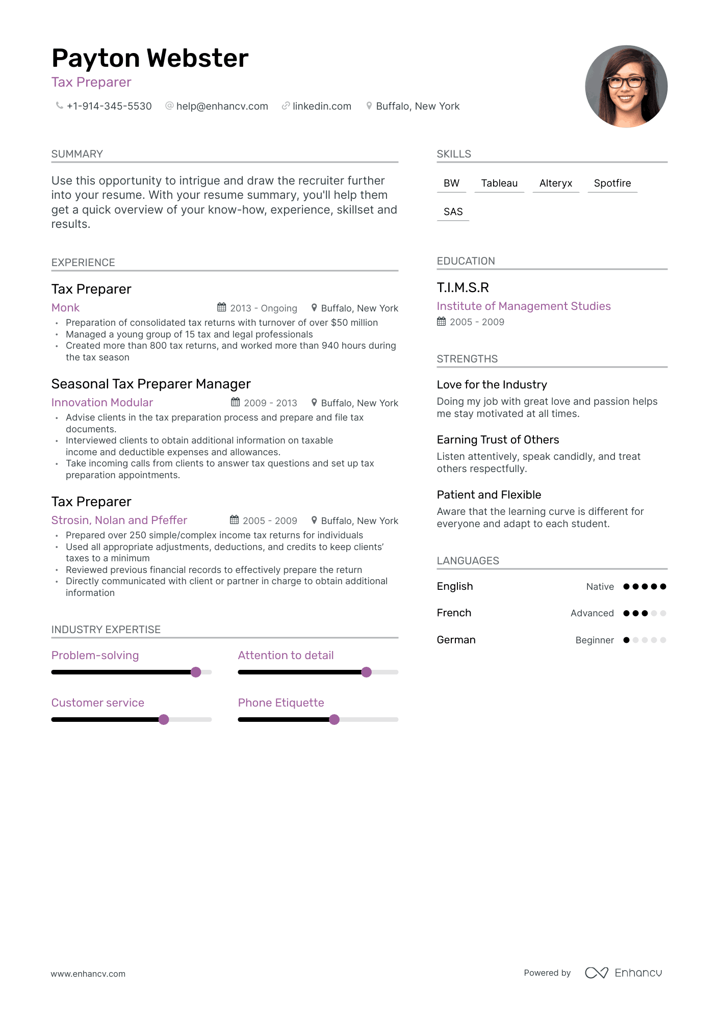Tax Preparer Resume Examples & Guide for 2023 (Layout, Skills, Keywords ...