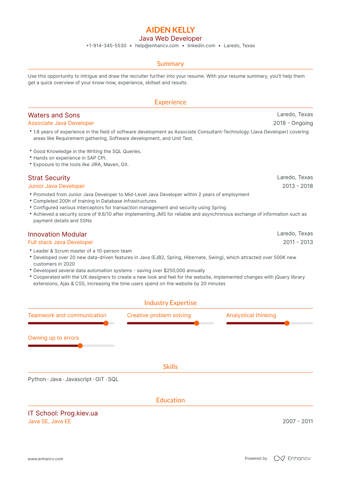 Java Web Developer Resume Examples & Guide for 2023 (Layout, Skills ...