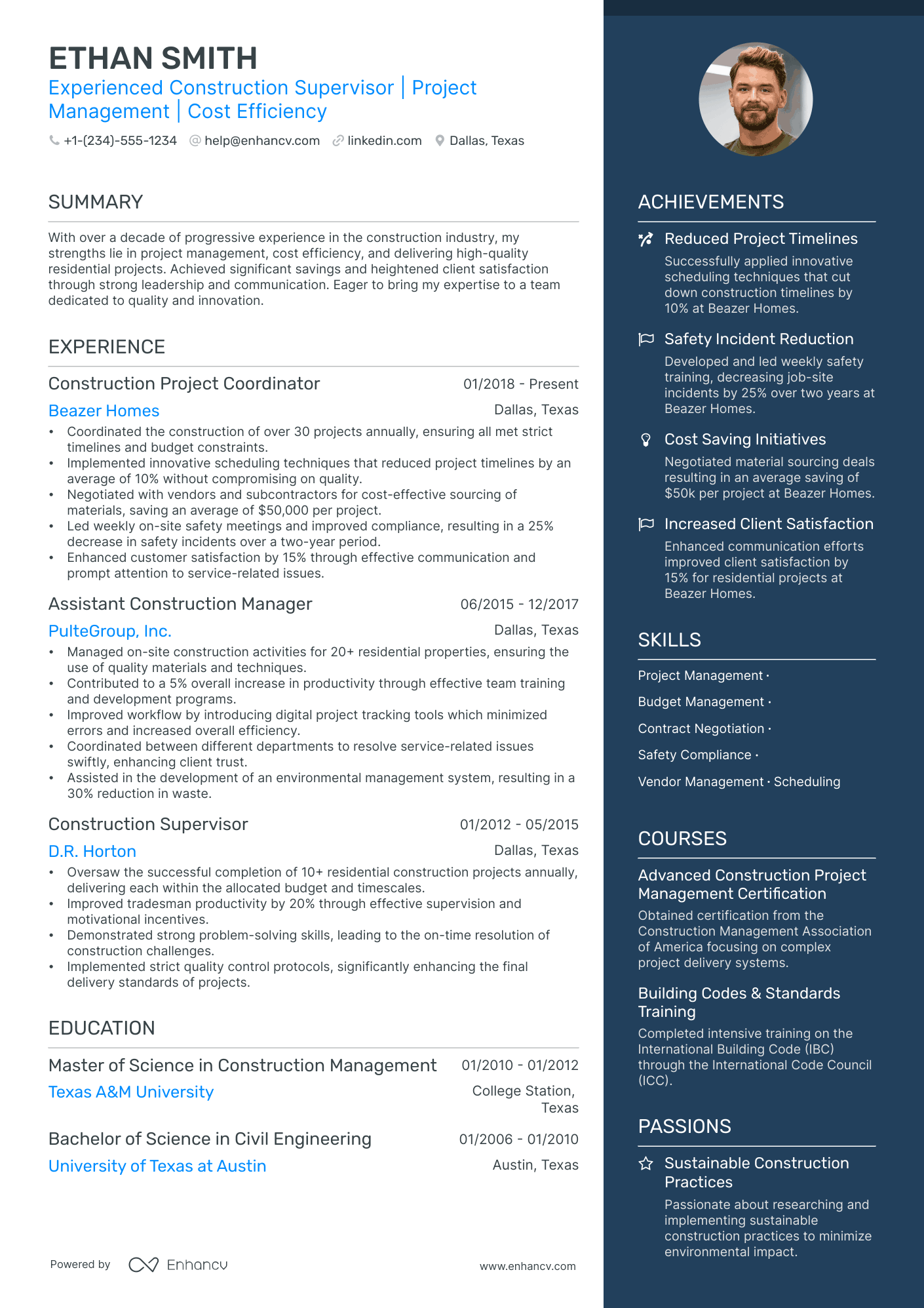 5 Construction Manager Resume Examples & Guide for 2024