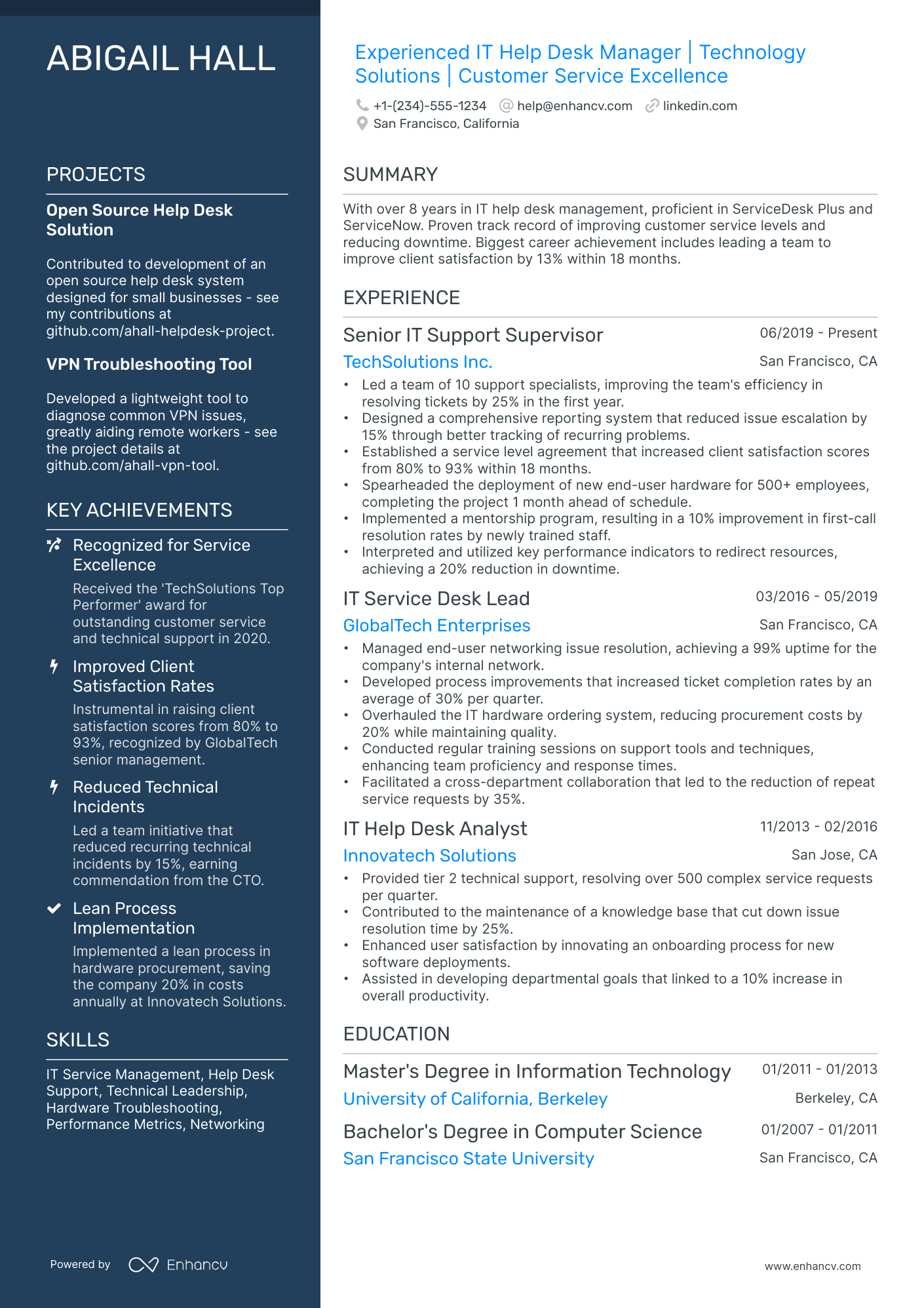 10 Help Desk Manager Resume Examples & Guide for 2025