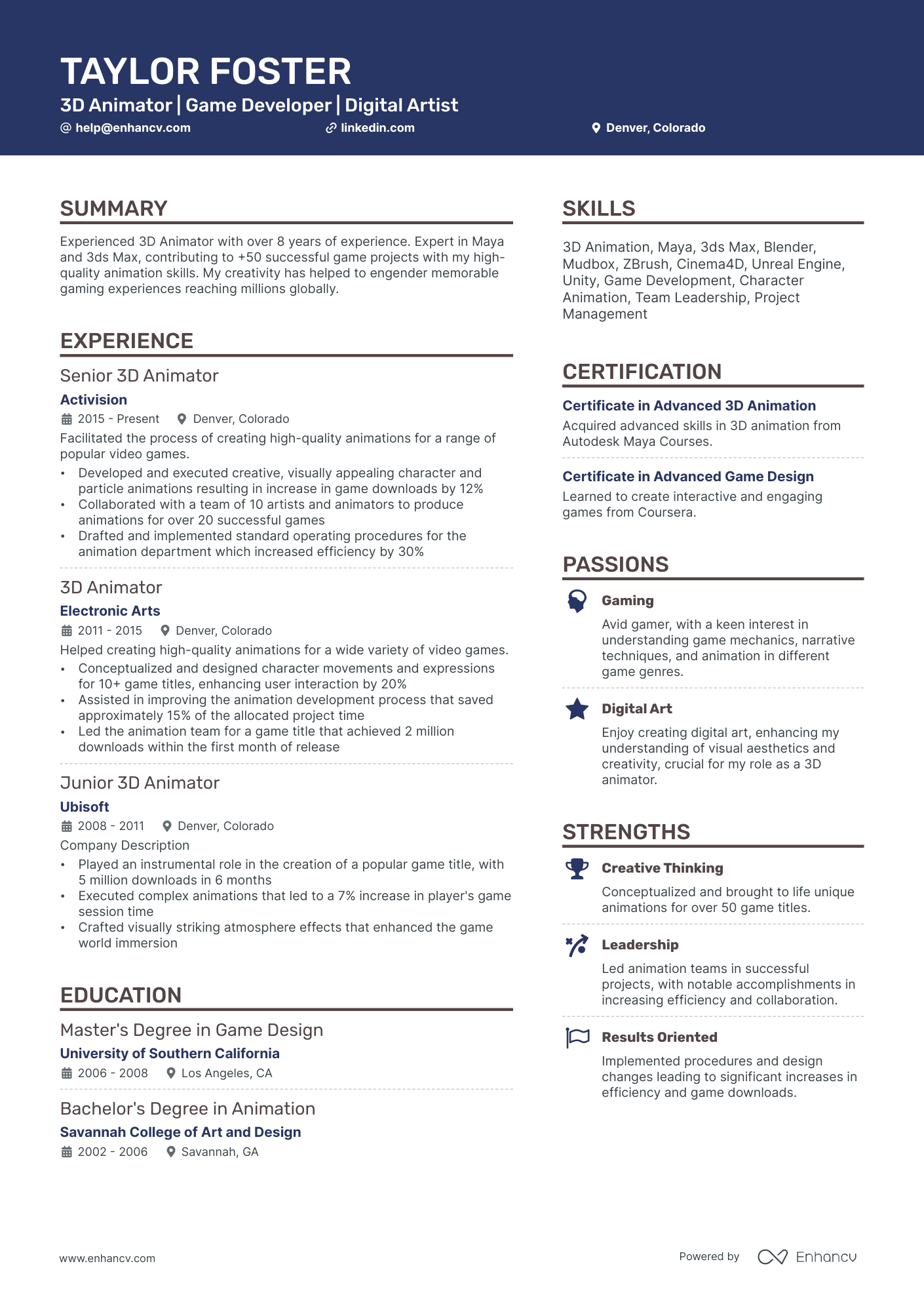 10 3D Animator Resume Examples & Guide for 2026