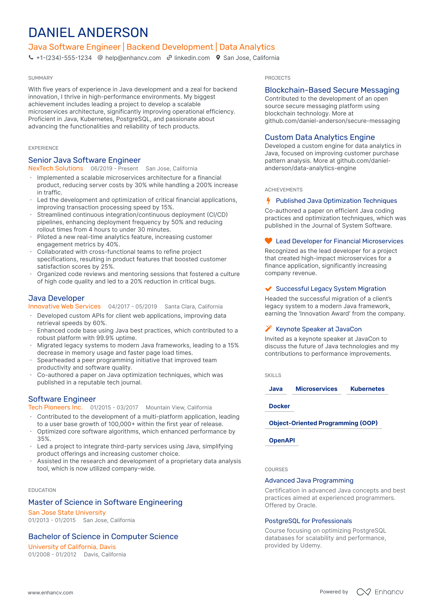 5 Java Software Engineer Resume Examples & Guide for 2024