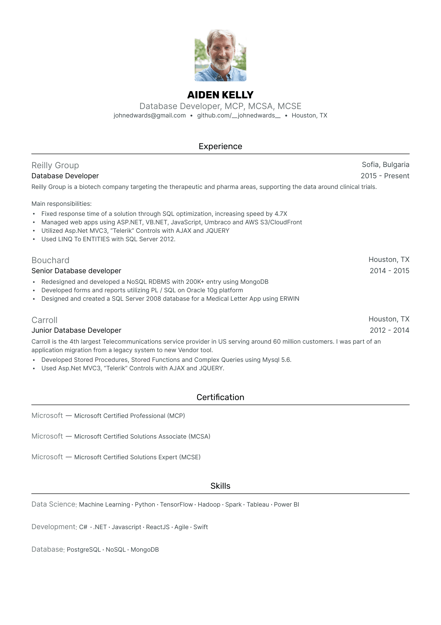 5 MongoDB Resume Examples & Guide for 2024