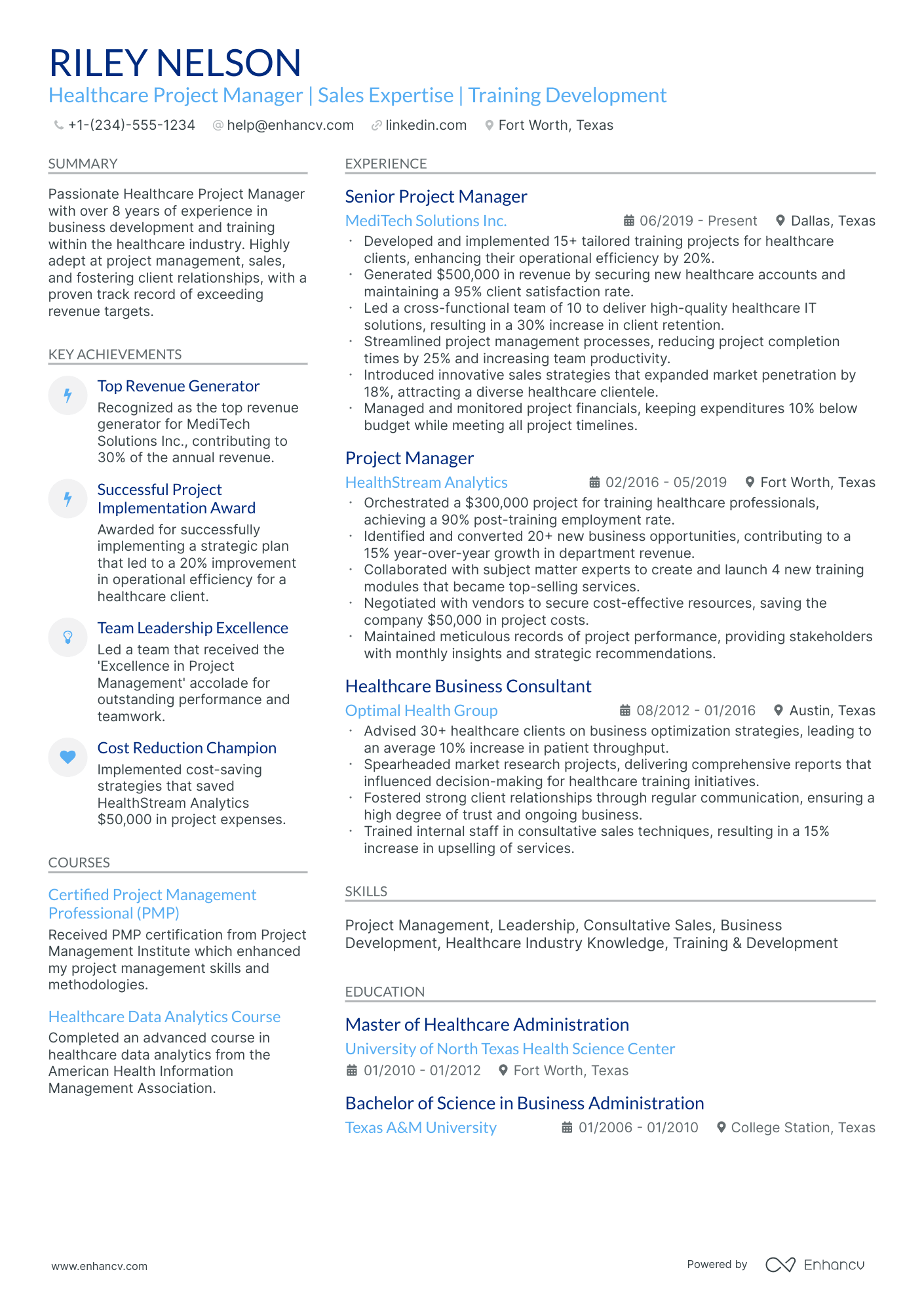 10 Healthcare Project Manager Resume Examples & Guide for 2025