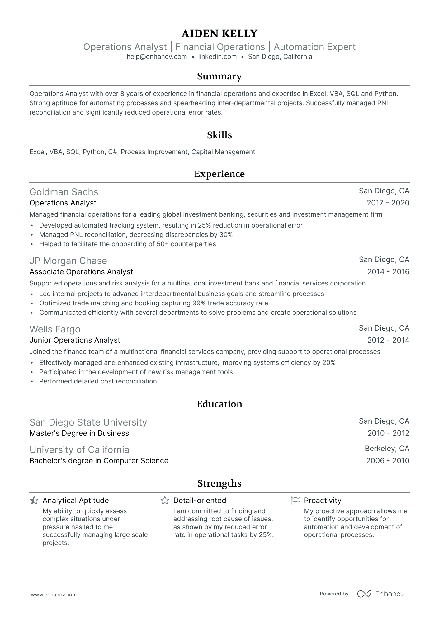 10 Operations Analyst Resume Examples & Guide for 2026