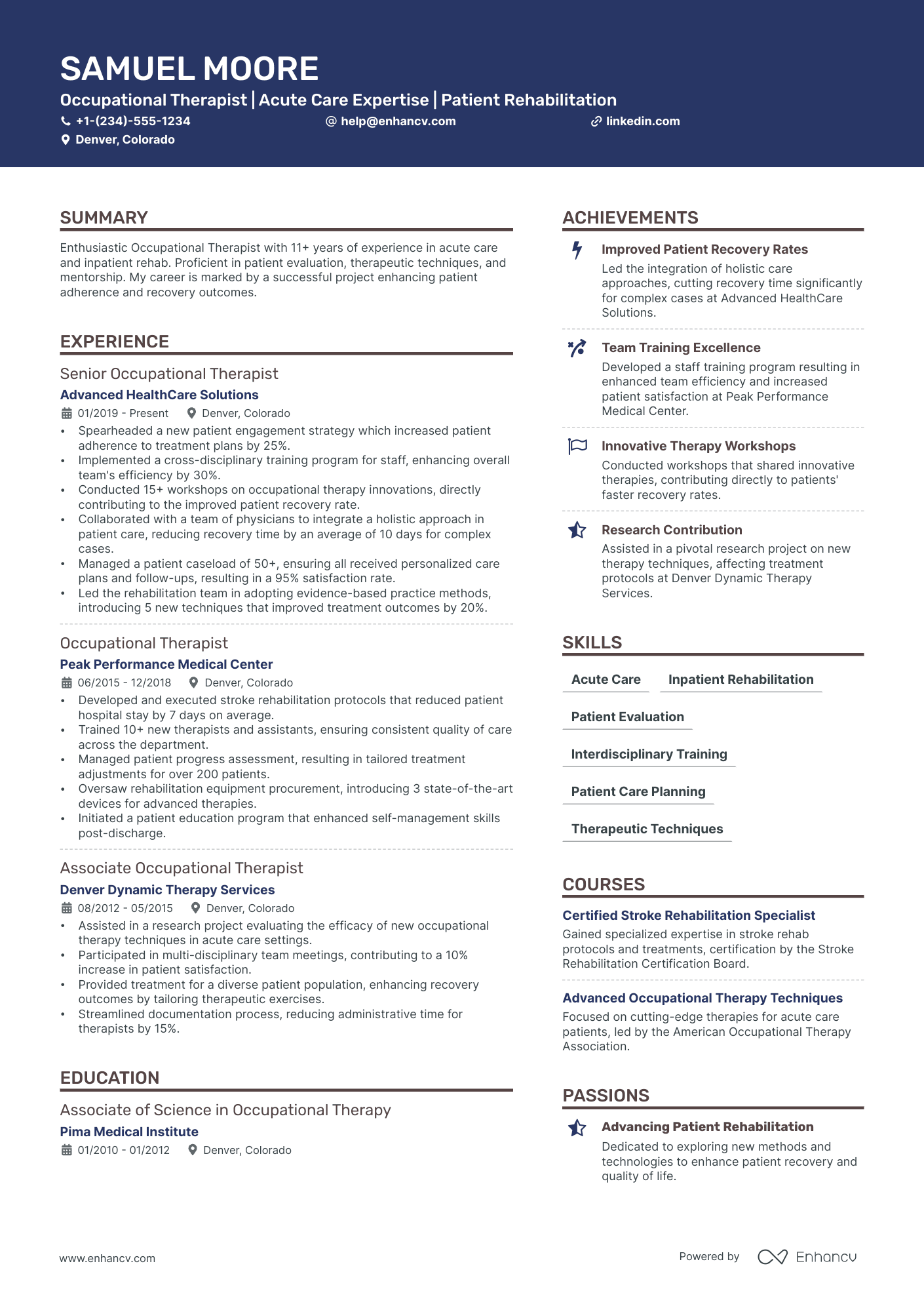 5 Occupational Therapist Resume Examples & Guide for 2024