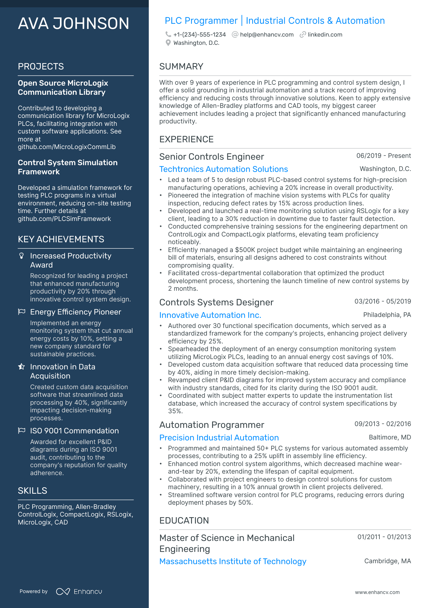 10 PLC Programmer Resume Examples & Guide for 2026