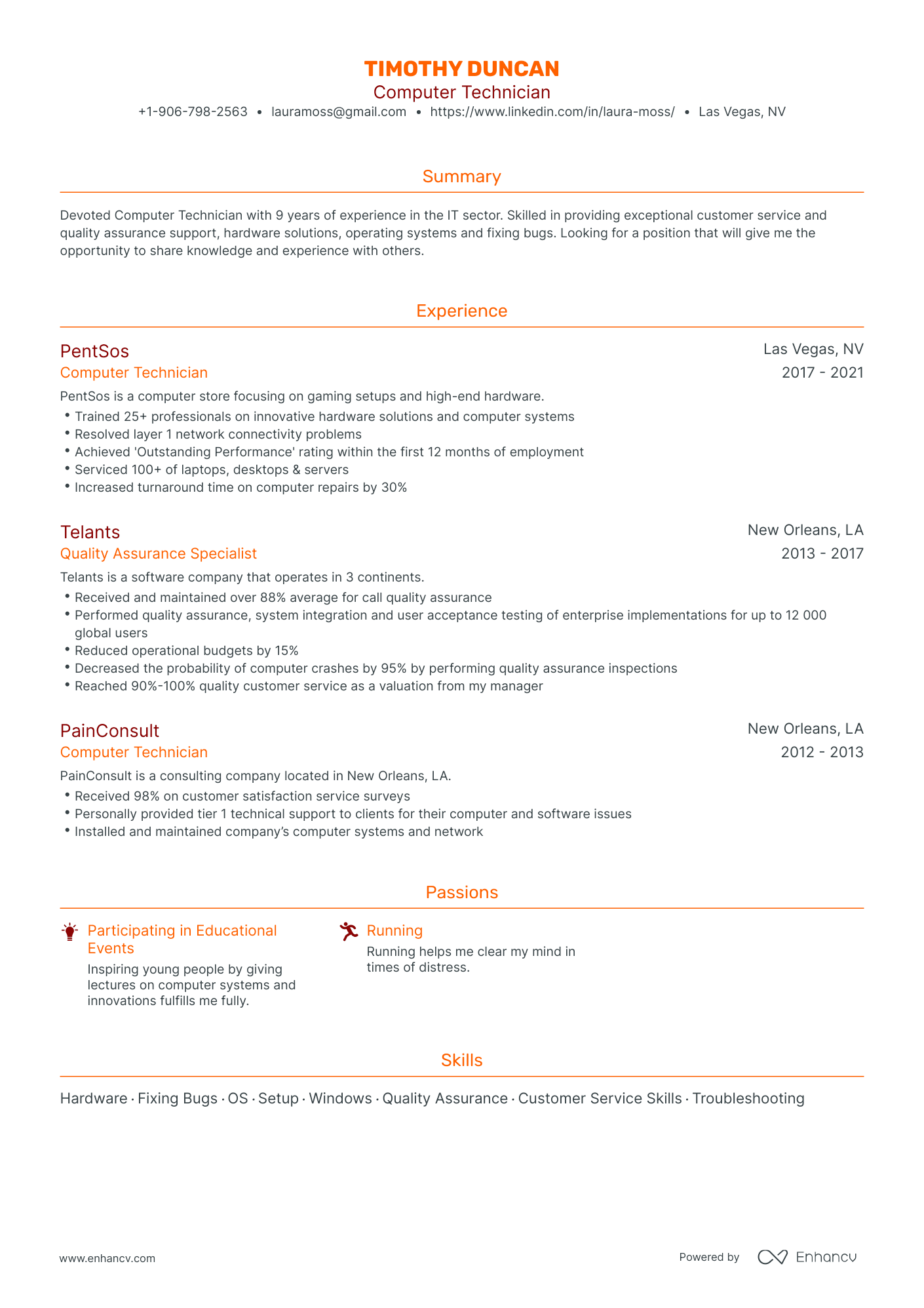 5 Computer Technician Resume Examples & Guide for 2023
