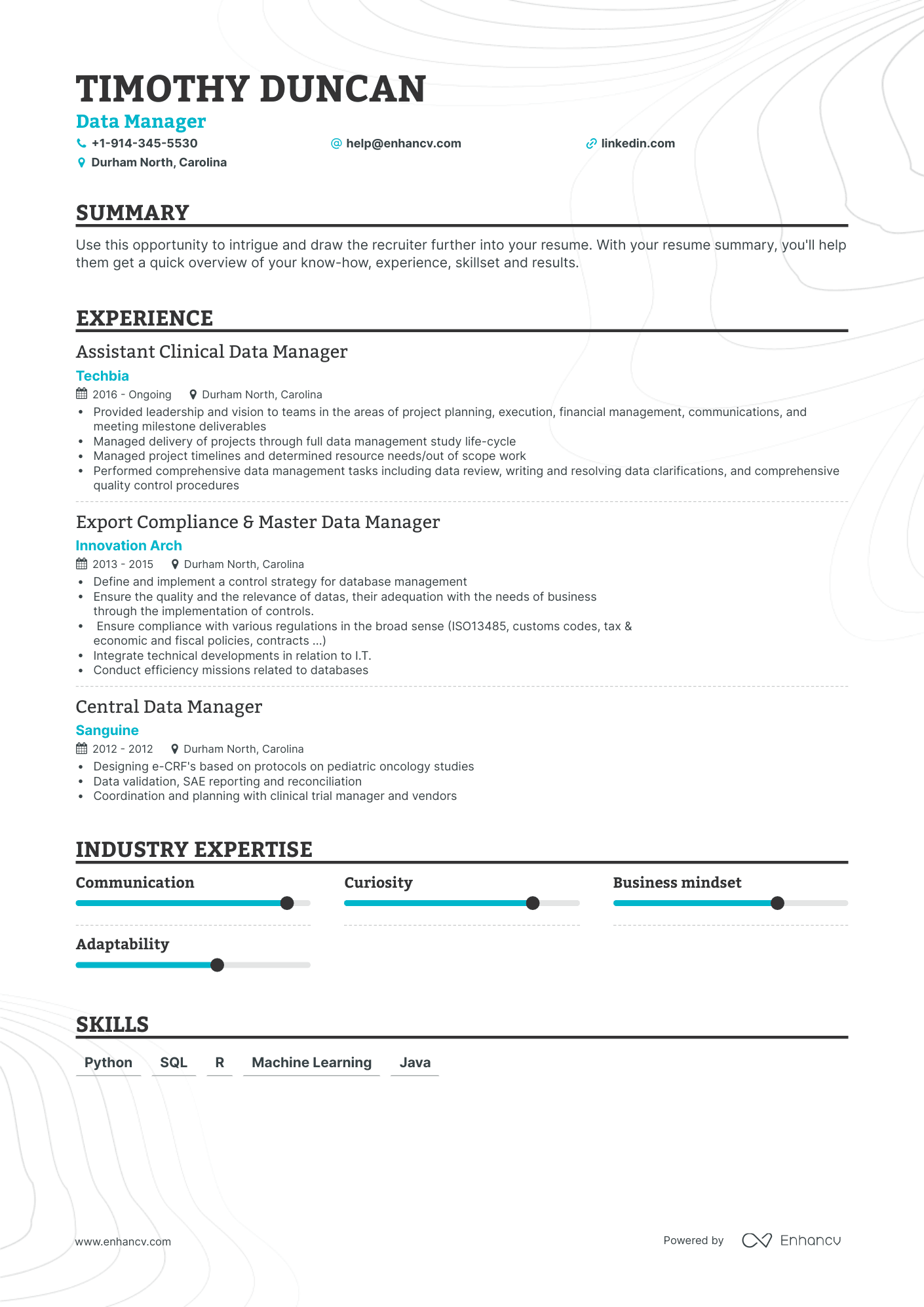 Data Manager Resume Examples & Guide for 2023 (Layout, Skills, Keywords ...