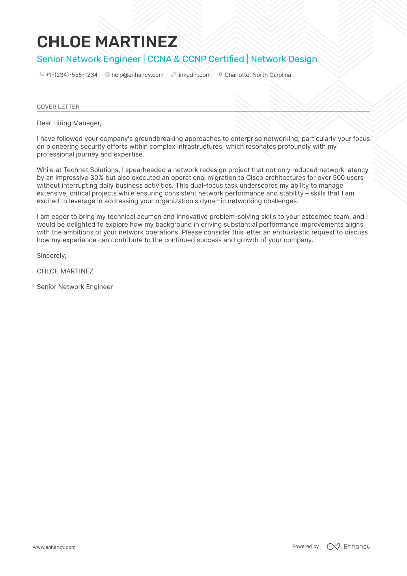 15 Professional Network Engineer Cover Letter Examples and Template for ...