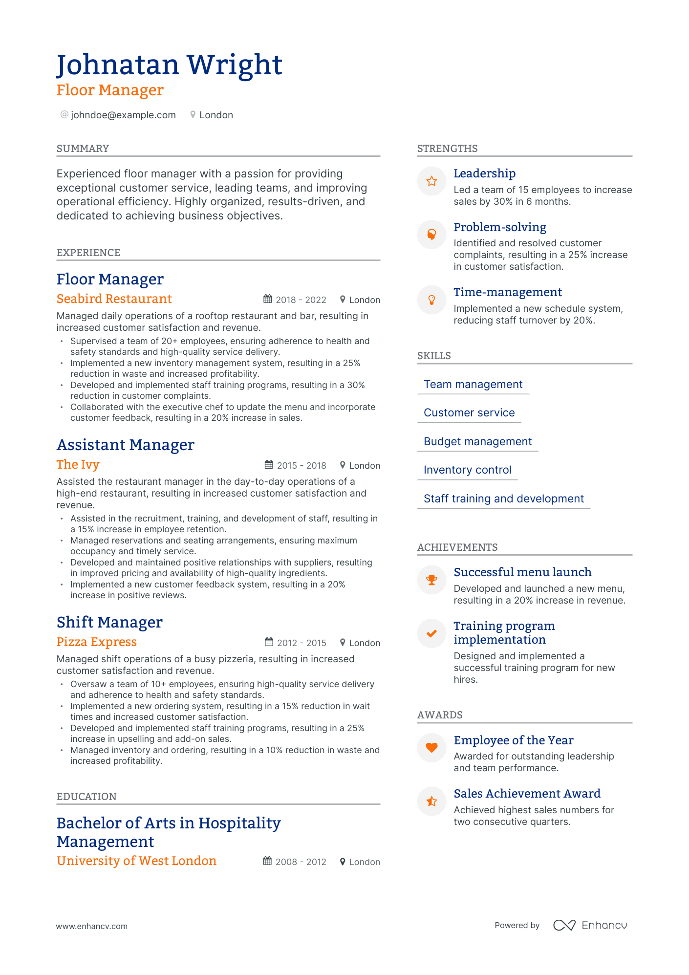 5 Floor Manager Resume Examples & Guide for 2023