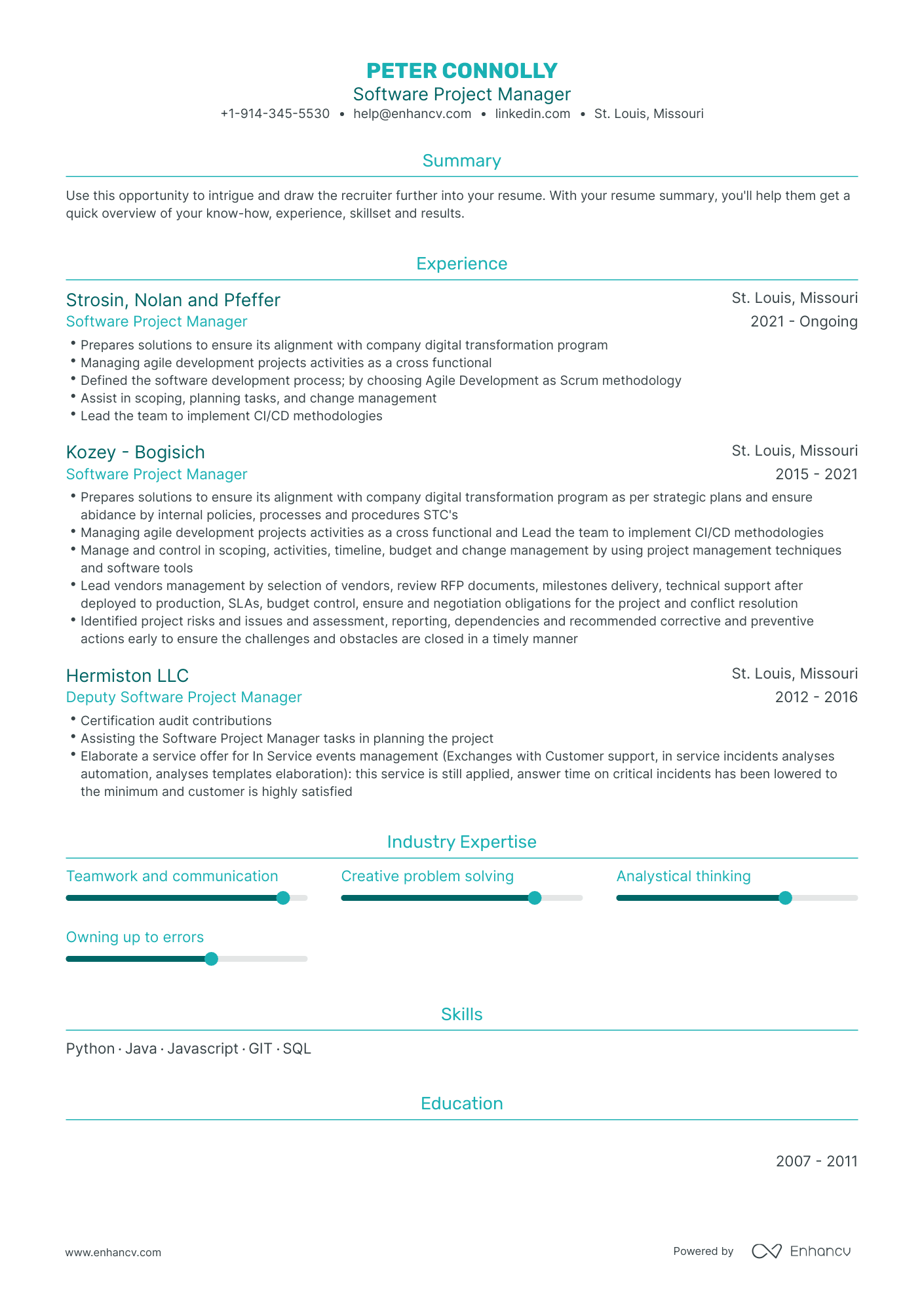Software Project Manager Resume Examples & Guide for 2023 (Layout ...