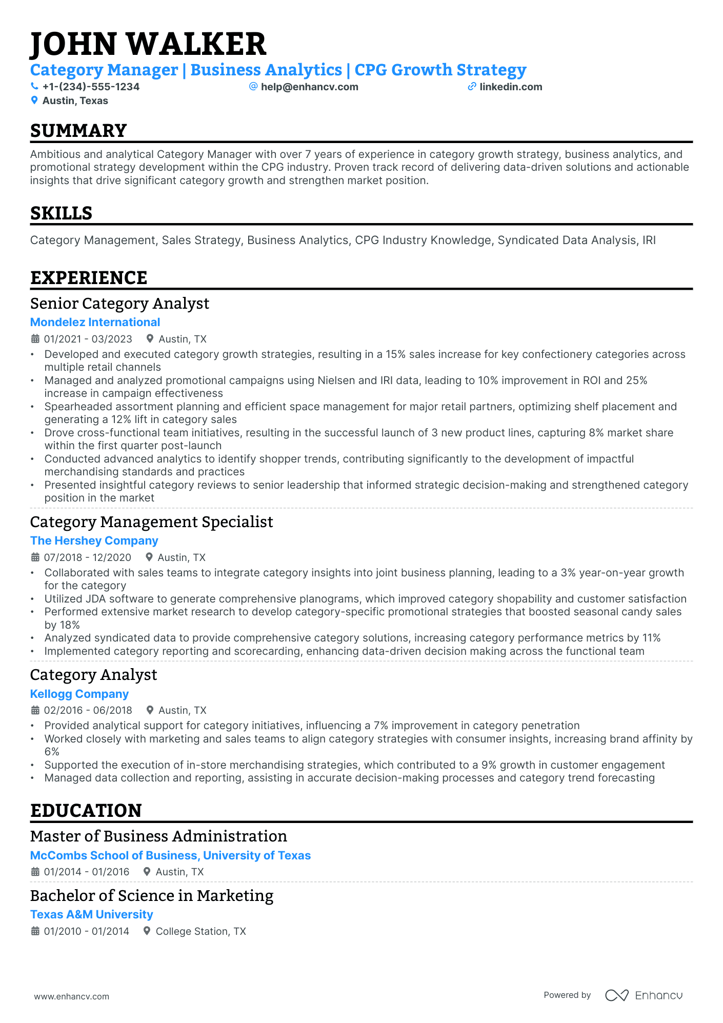 10 Category Manager Resume Examples & Guide for 2026