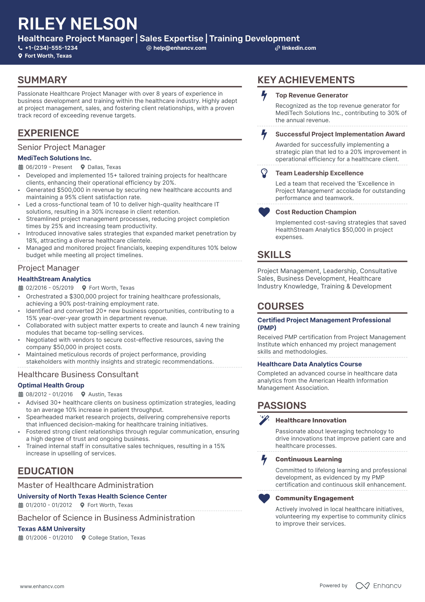 10 Healthcare Project Manager Resume Examples & Guide for 2025