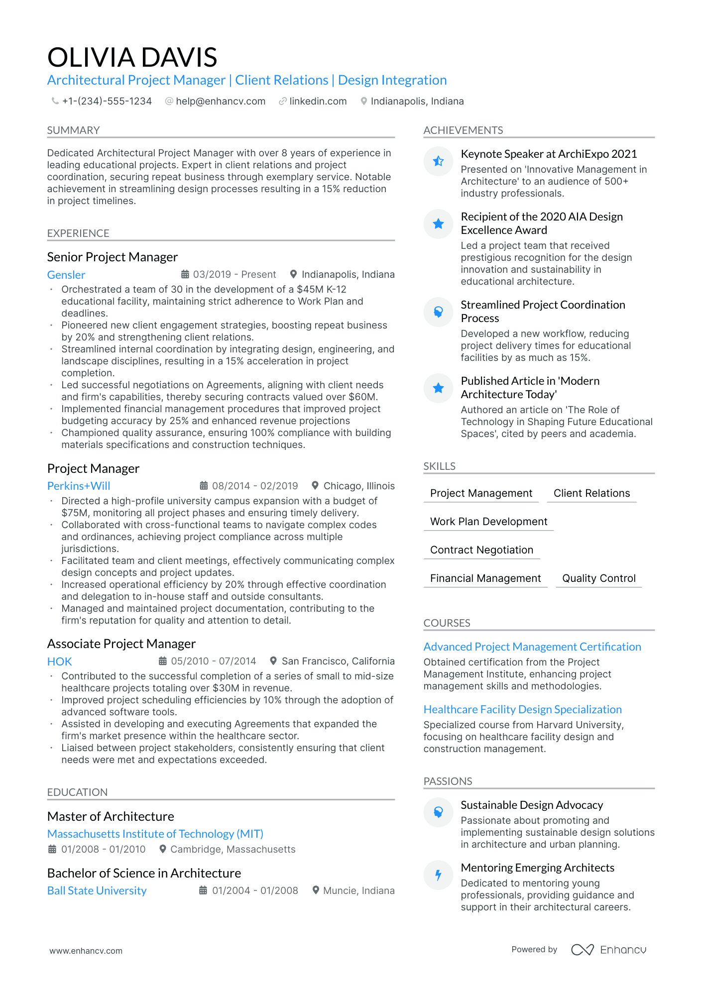5 Architectural Project Manager Resume Examples & Guide for 2024
