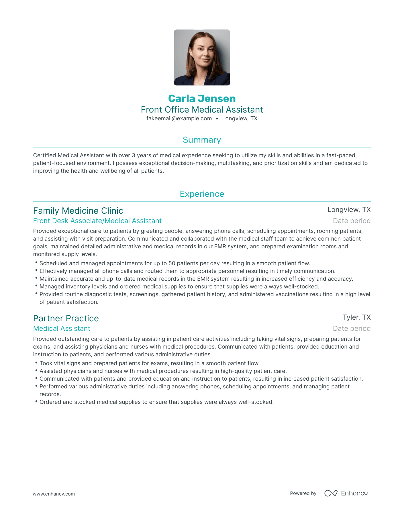 5 Front Office Medical Assistant Resume Examples & Guide for 2024