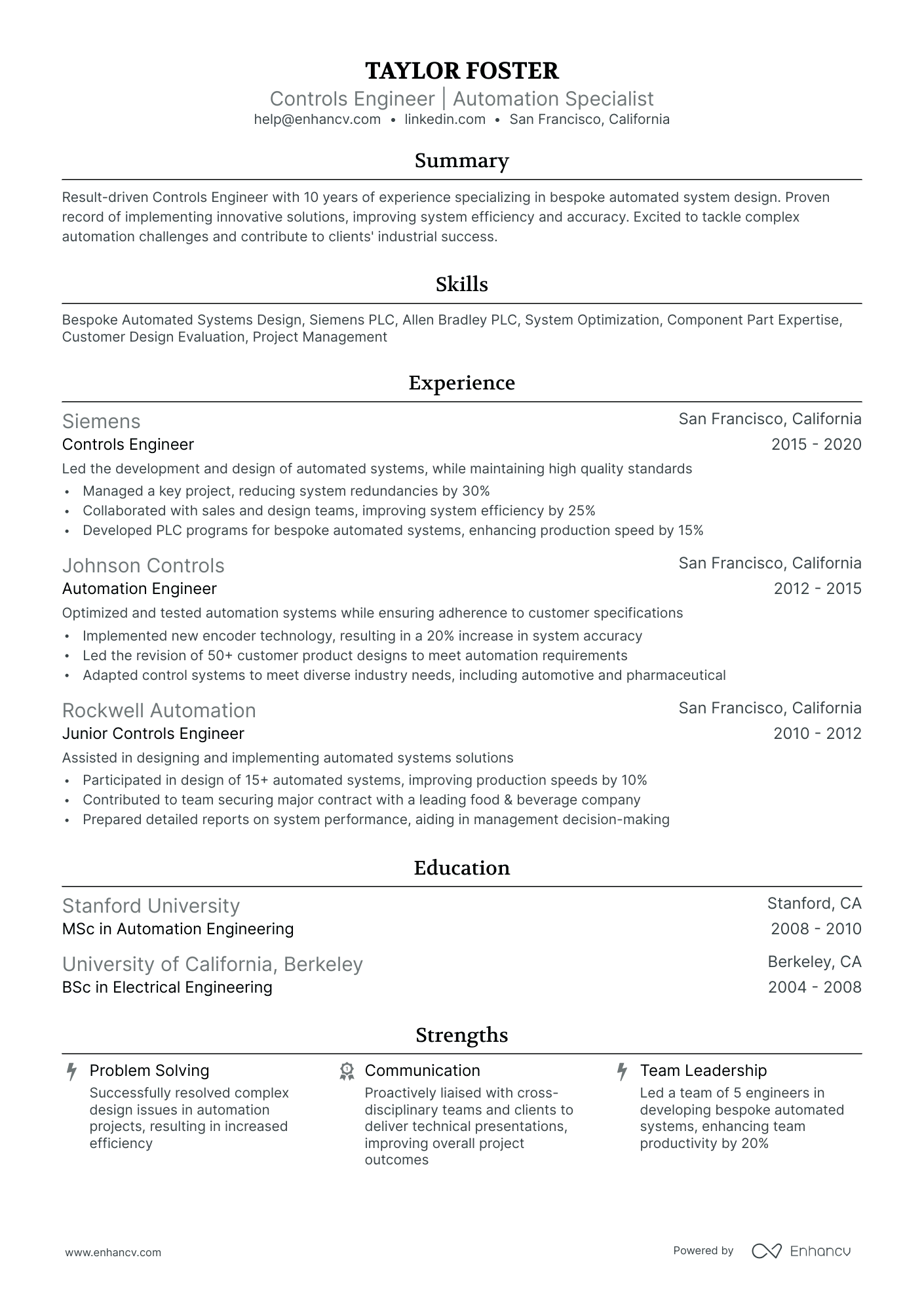 10 Controls Engineer Resume Examples & Guide for 2026