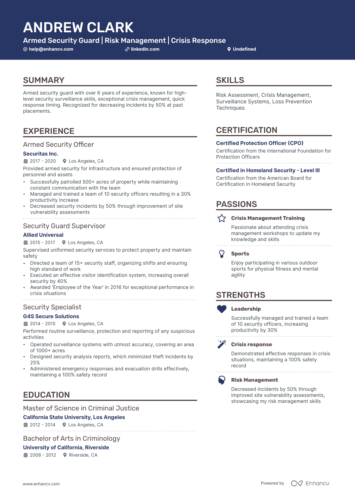 10 Armed Security Guard Resume Examples & Guide for 2025