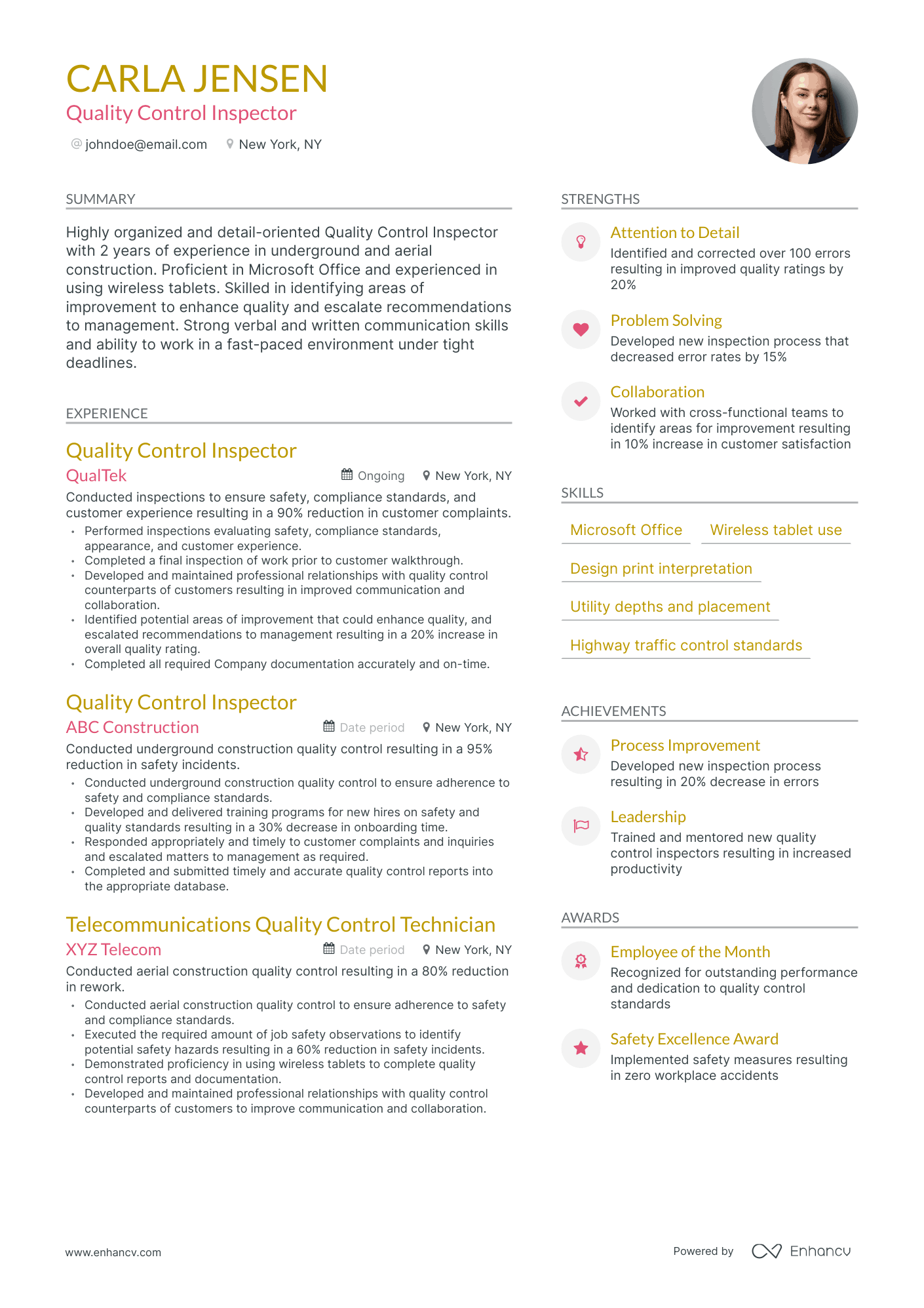 5 Quality Control Inspector Resume Examples & Guide for 2023