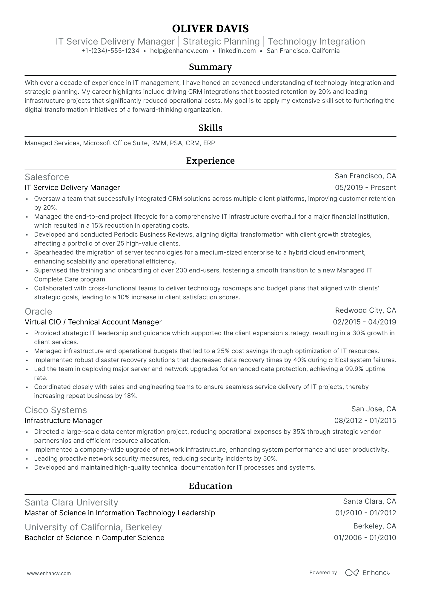 10 IT Service Delivery Manager Resume Examples & Guide for 2025