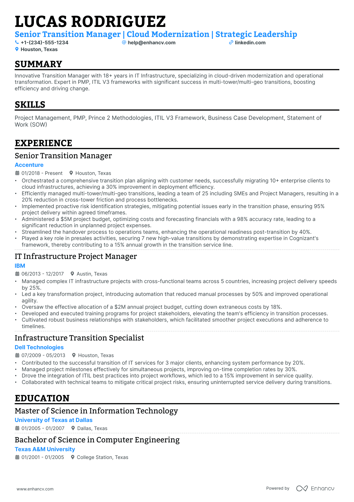 10 Transition Manager Resume Examples & Guide for 2025