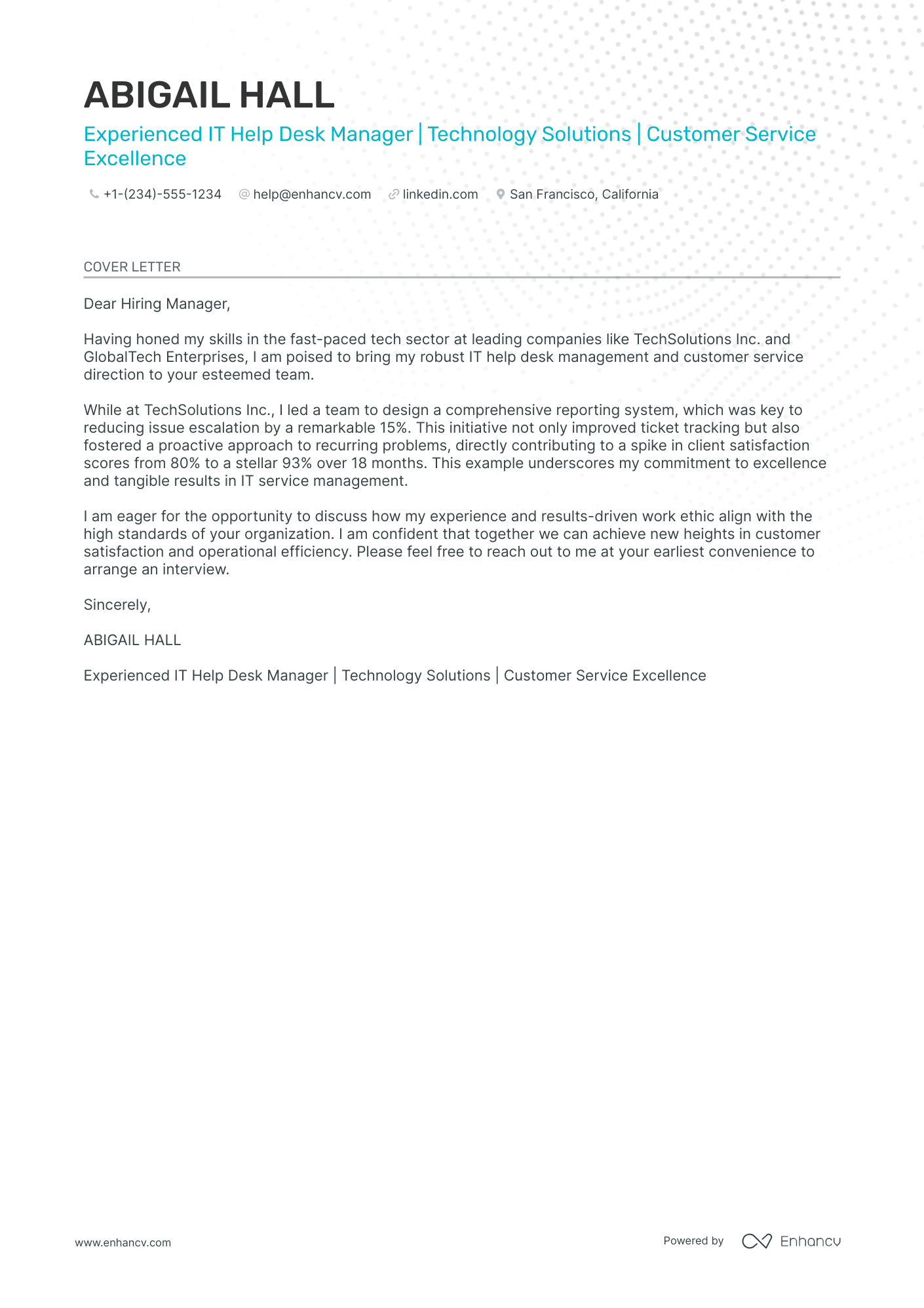 5 Professional Help Desk Cover Letter Examples and Template for 2026 ...