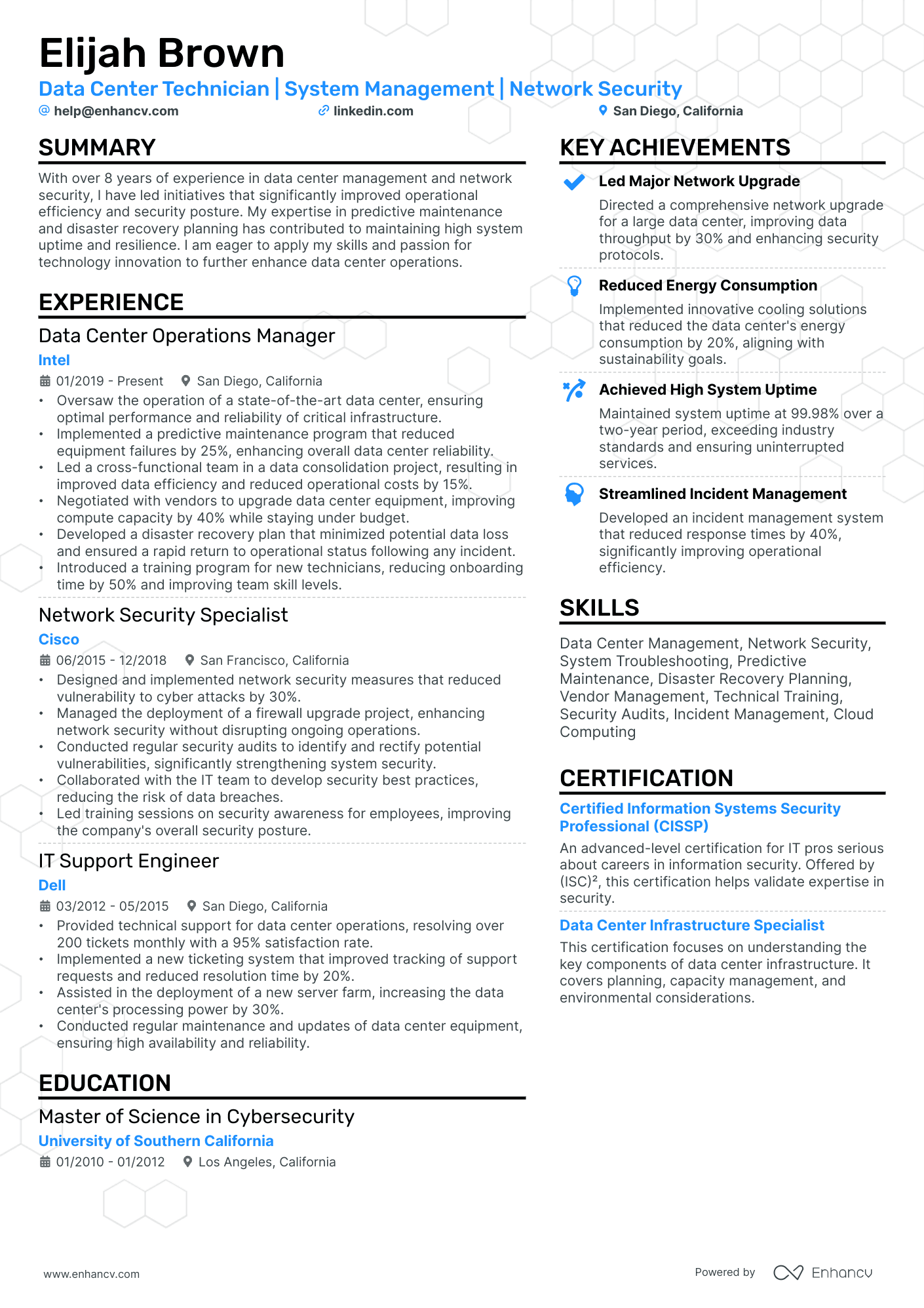 6 Data Center Technician Resume Examples & Guide for 2025